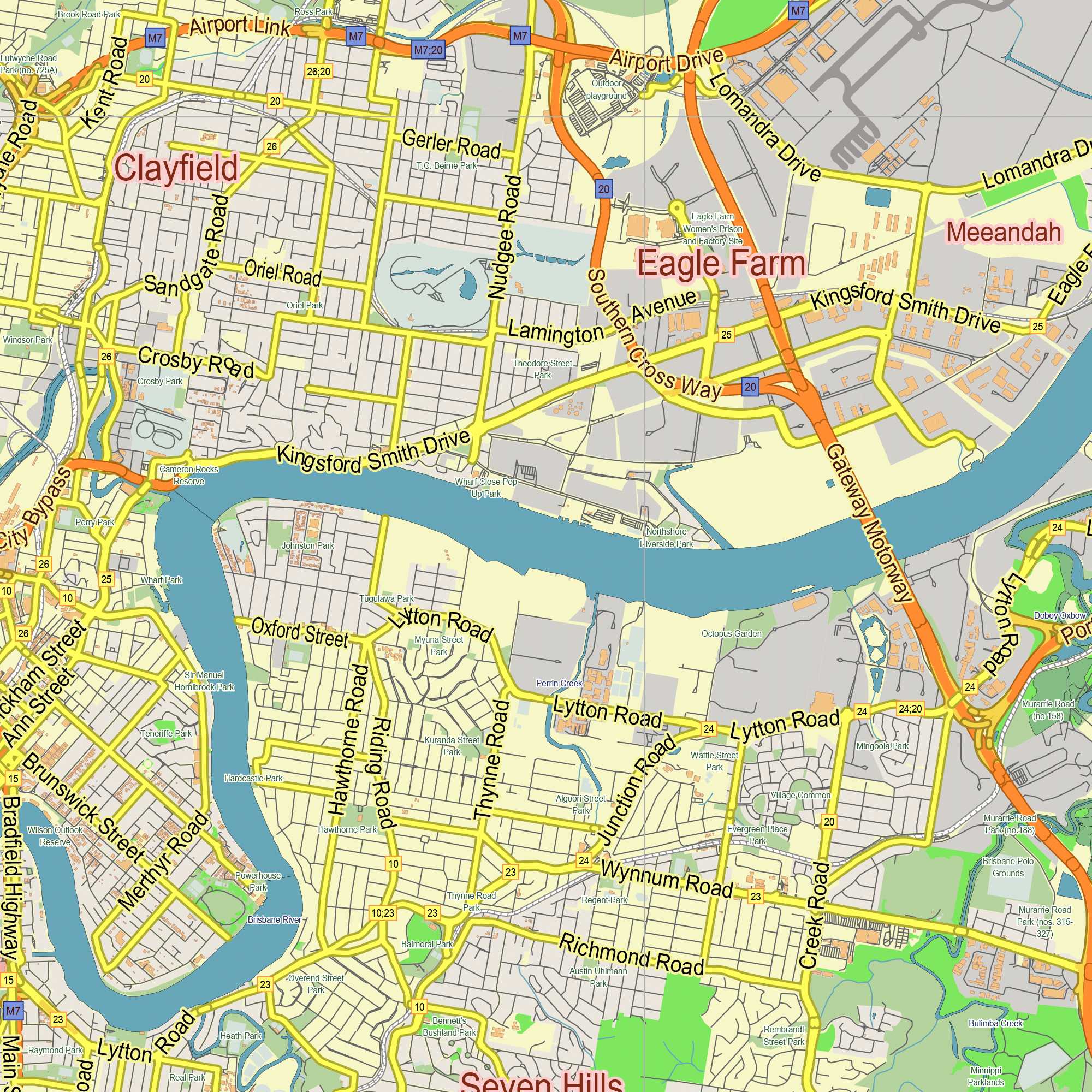 Brisbane Australia printable editable layered PDF Vector Map – Maps in ...