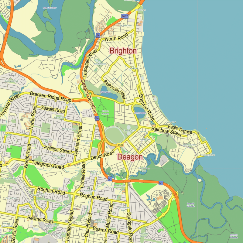 Brisbane Australia printable editable layered PDF Vector Map – Maps in ...