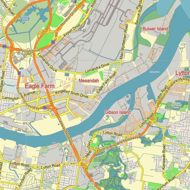 Brisbane Australia printable editable layered PDF Vector Map – Maps in ...