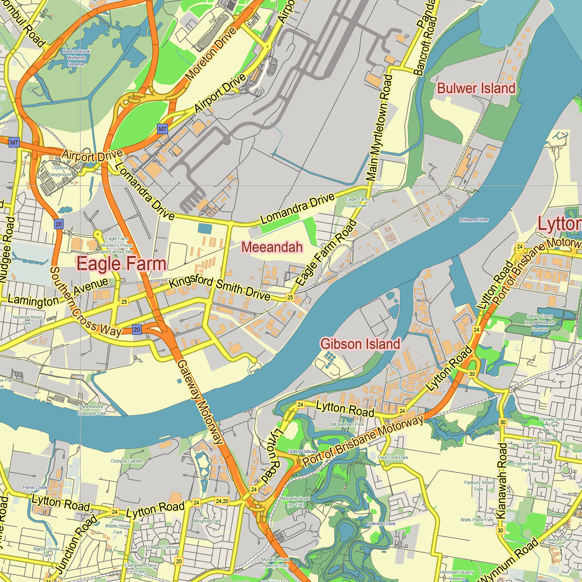 Brisbane Australia printable editable layered PDF Vector Map – Maps in ...