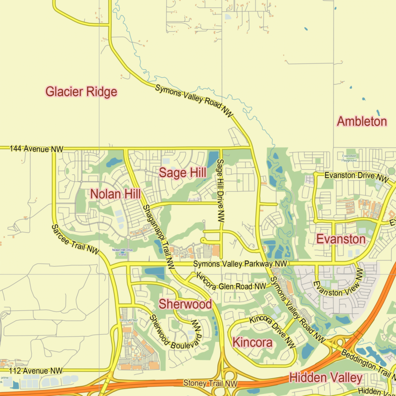 Calgary Alberta Canada printable editable layered PDF Vector Map – Maps ...