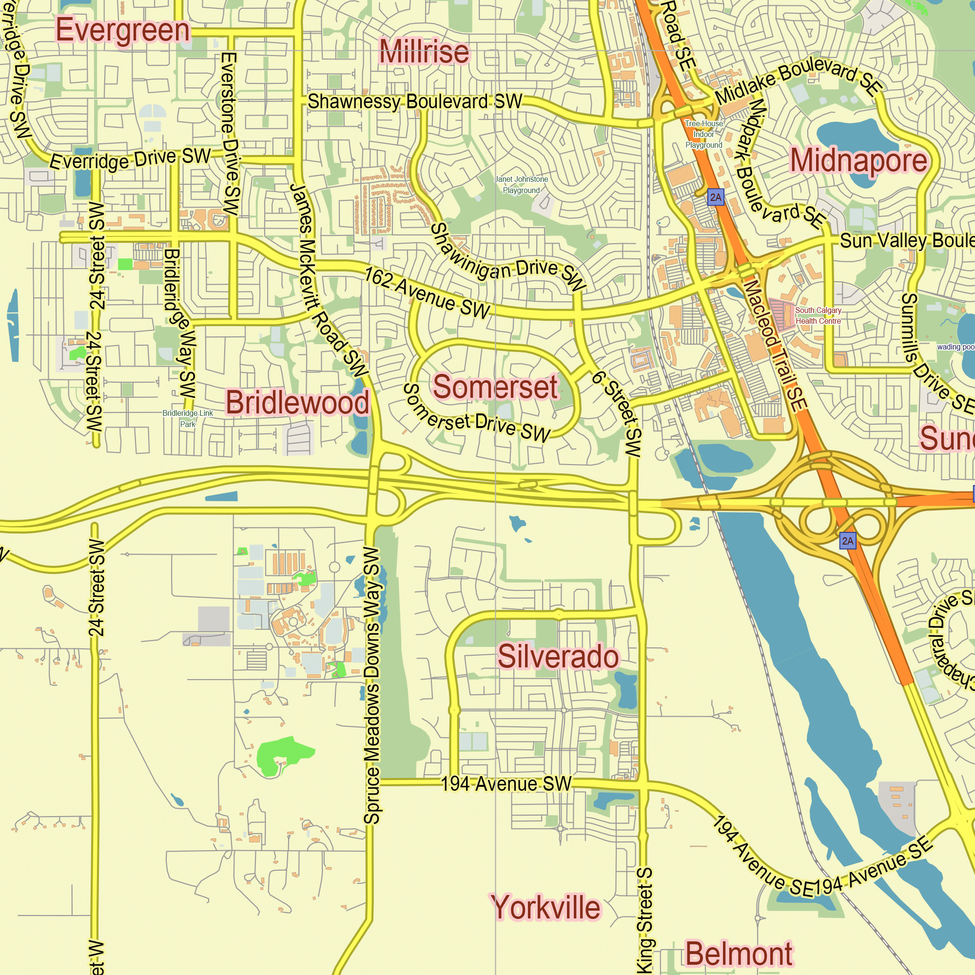 Calgary Alberta Canada printable editable layered PDF Vector Map – Maps ...