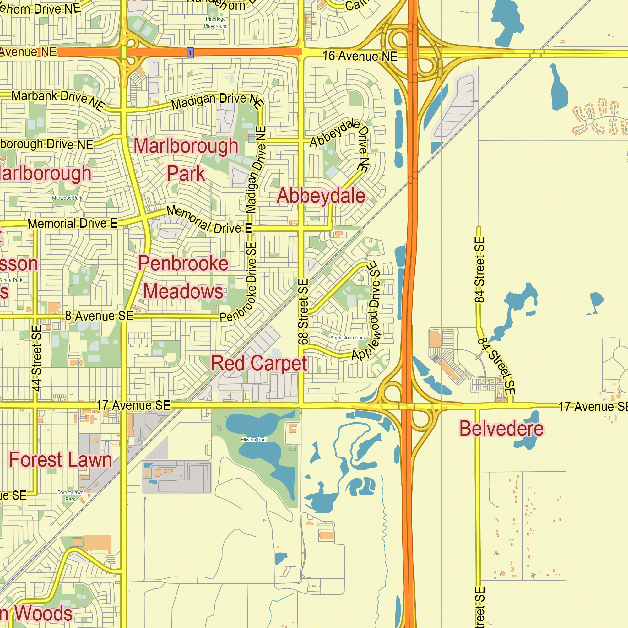 Calgary Alberta Canada printable editable layered PDF Vector Map – Maps ...
