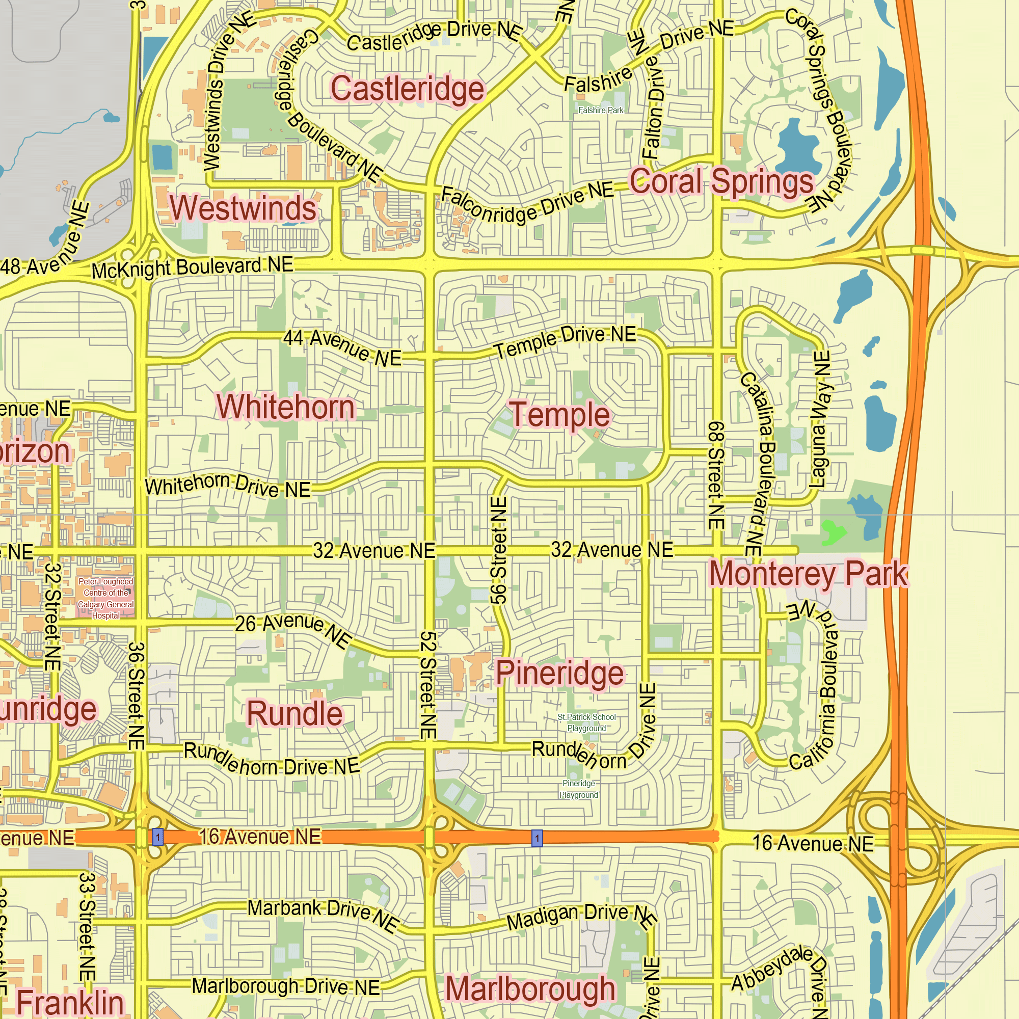 Calgary Alberta Canada printable editable layered PDF Vector Map – Maps ...