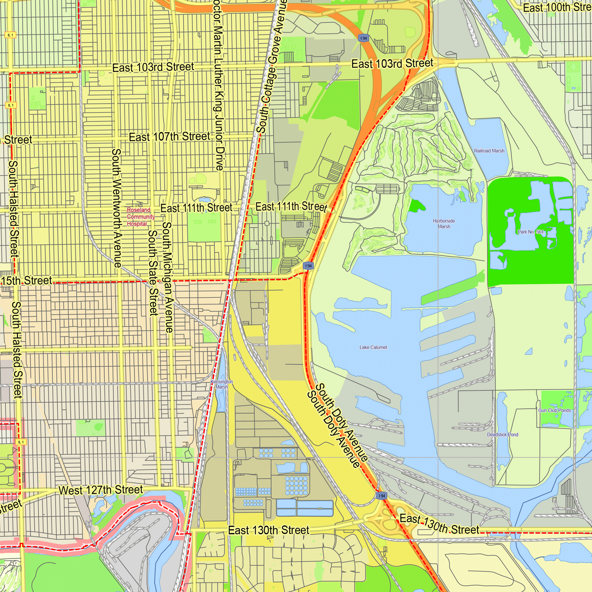 Chicago Illinois US printable editable layered PDF Vector Map
