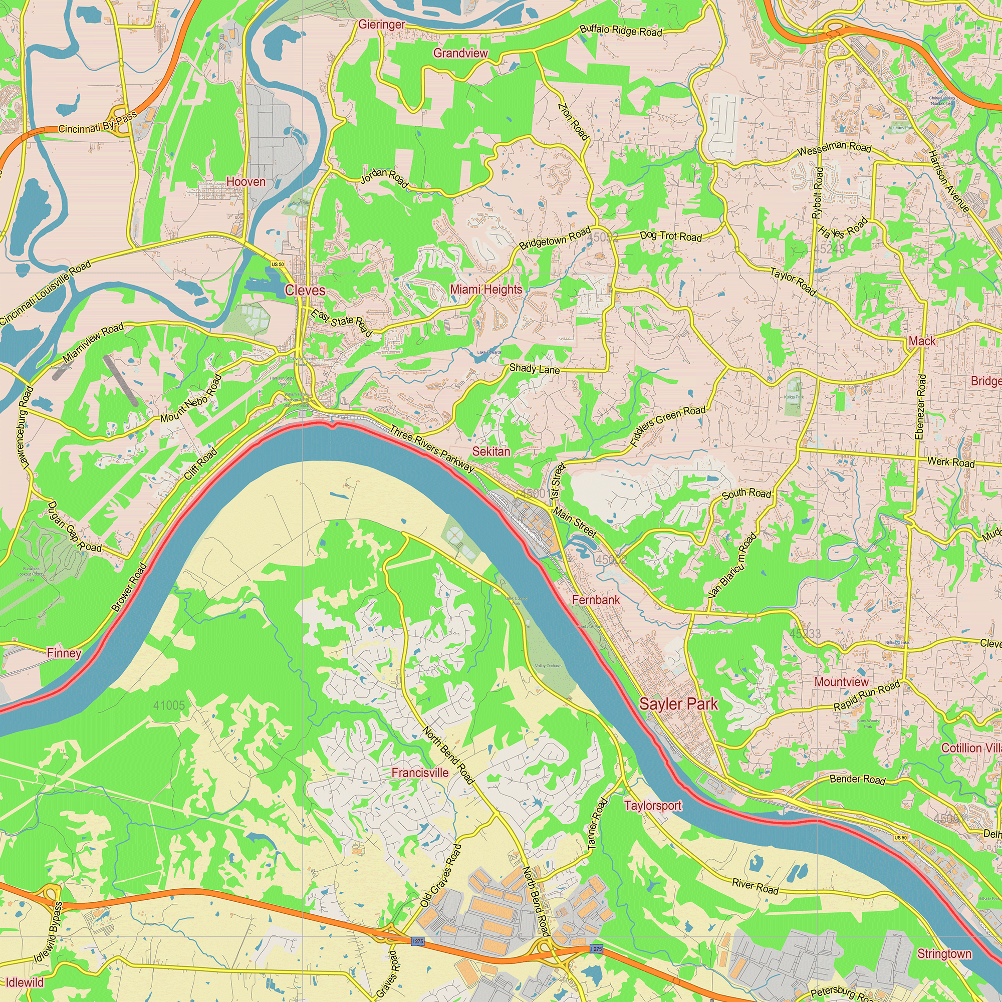 Cincinnati Ohio US printable editable layered PDF Vector Map – Maps in ...