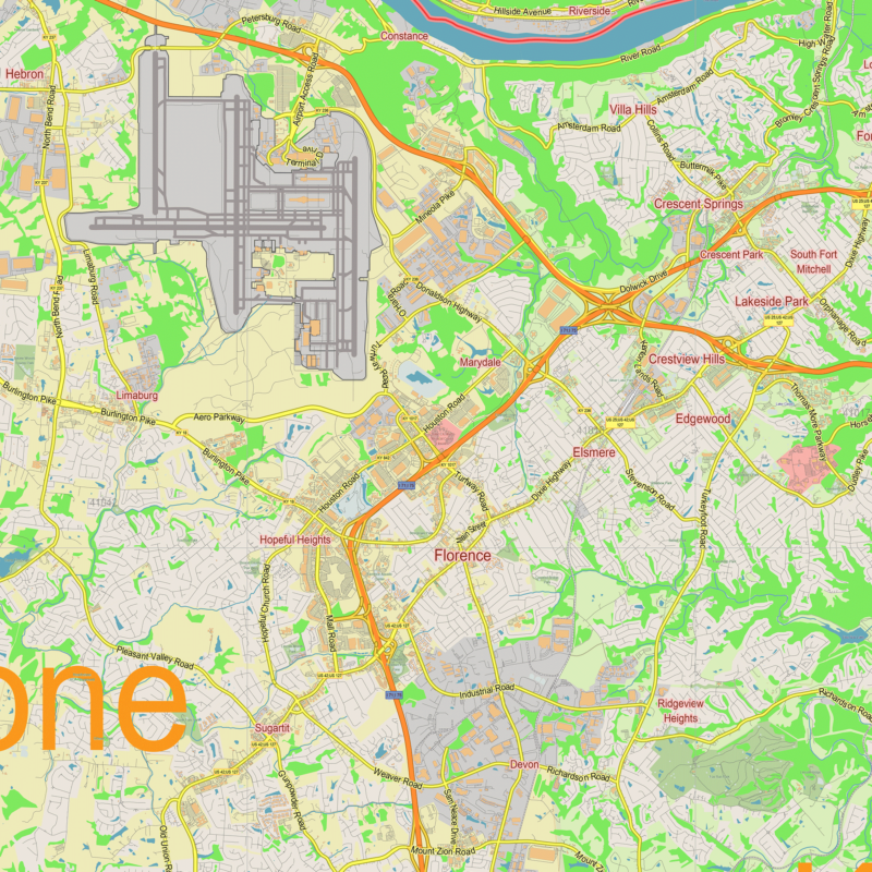 Cincinnati Ohio US printable editable layered PDF Vector Map – Maps in ...