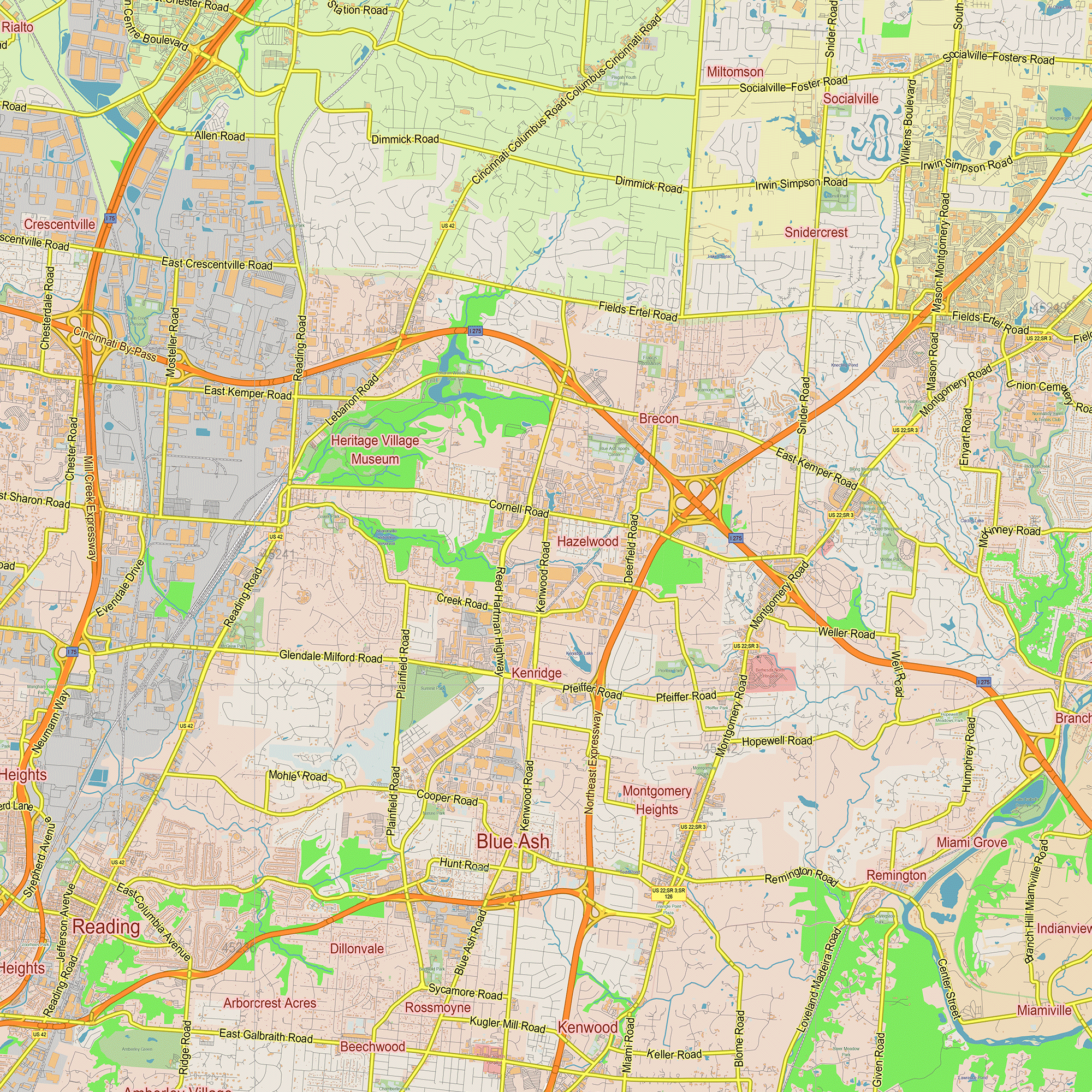 Cincinnati Ohio US printable editable layered PDF Vector Map – Maps in ...