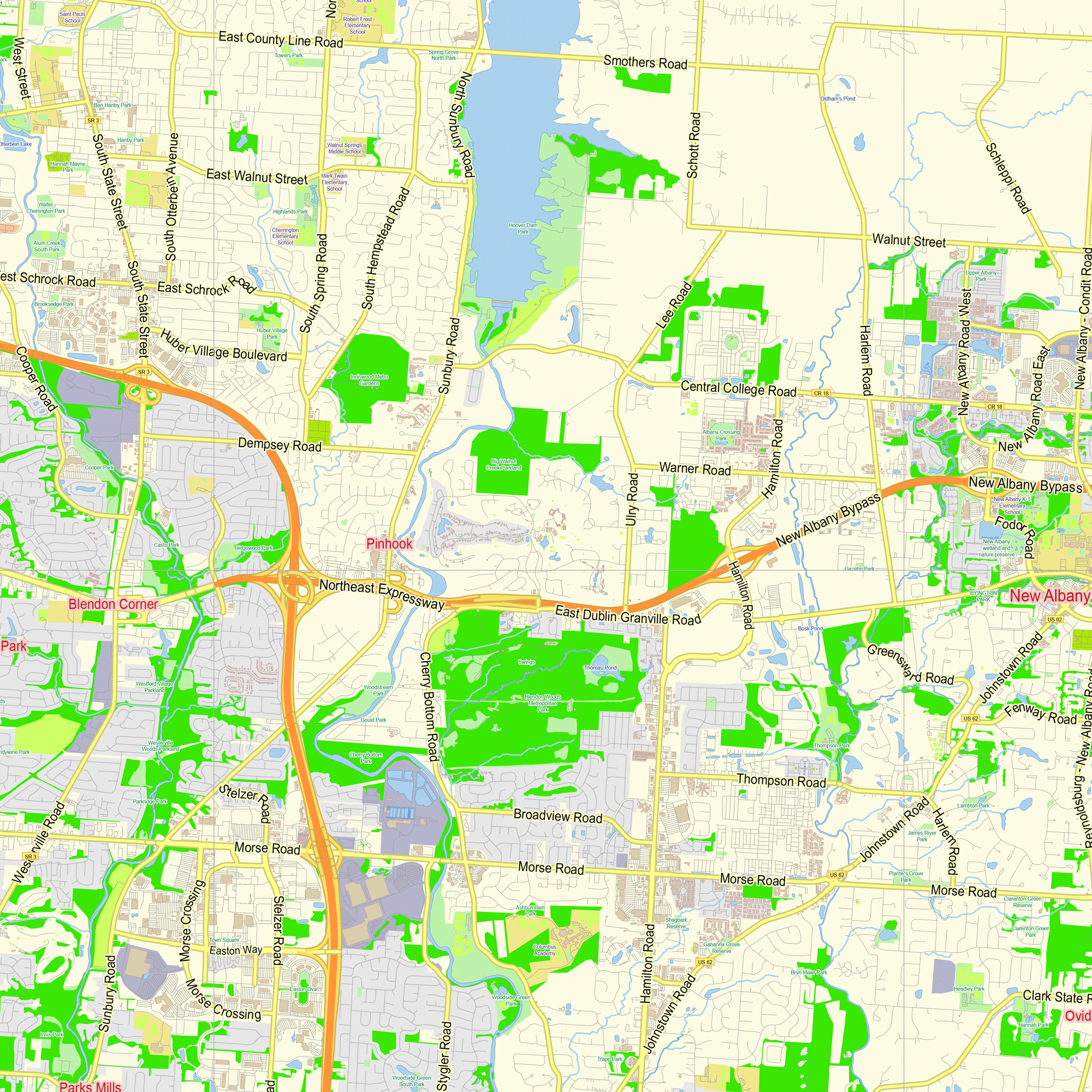 Columbus Ohio US printable editable layered PDF Vector Map
