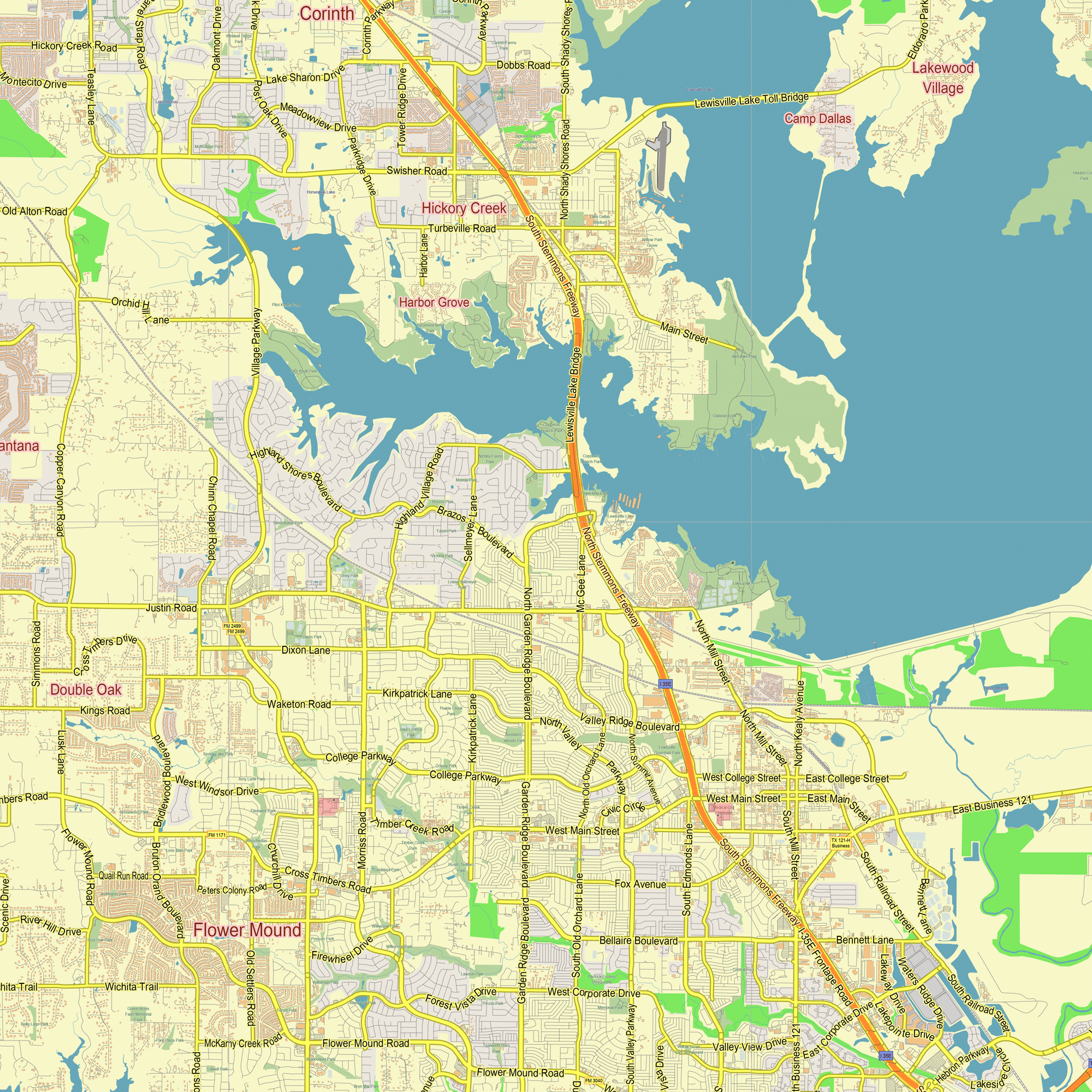 Dallas Texas US printable editable layered PDF Vector Map – Maps in ...