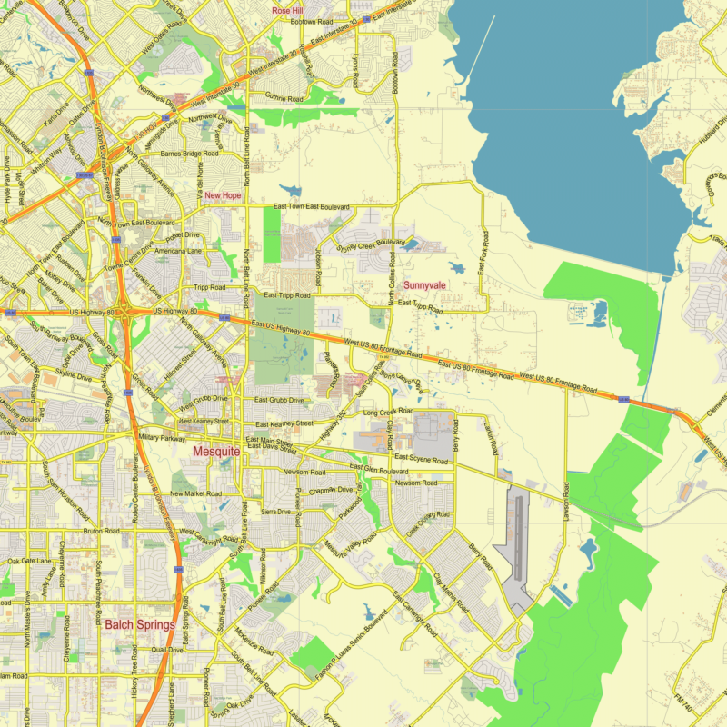 Dallas Texas US printable editable layered PDF Vector Map – Maps in ...