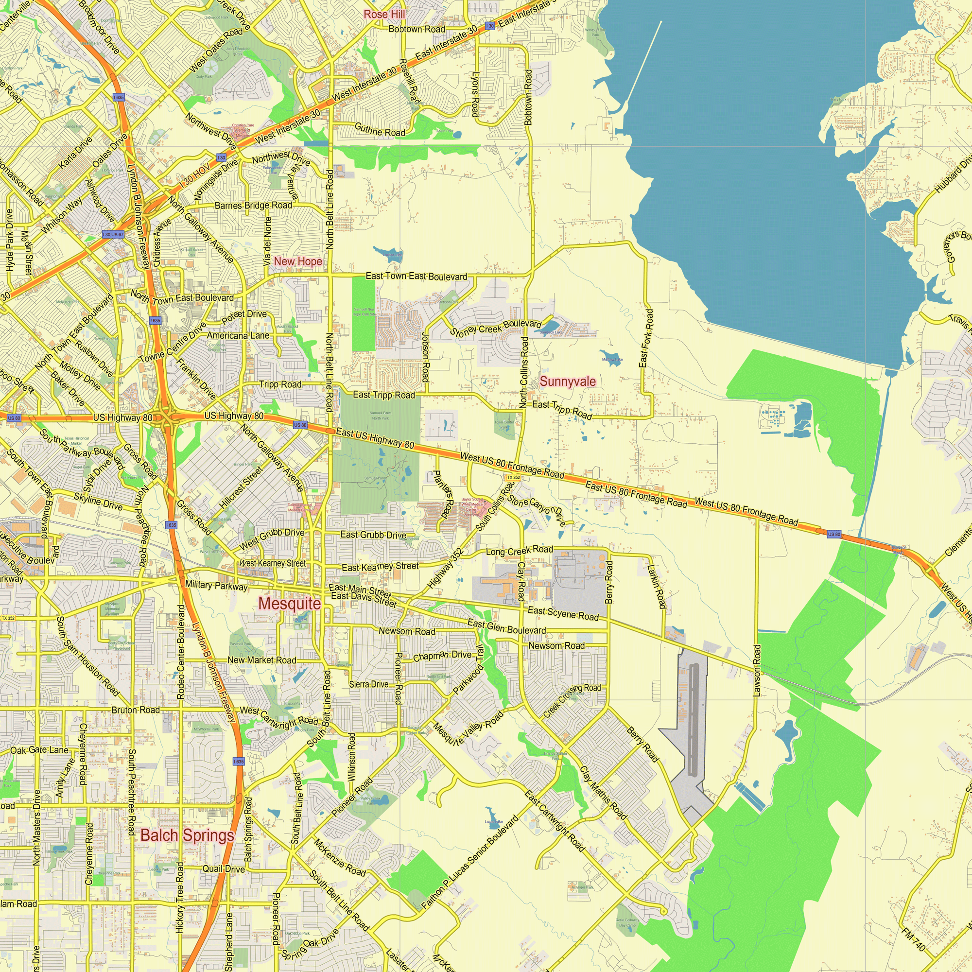 Dallas Texas US printable editable layered PDF Vector Map – Maps in ...