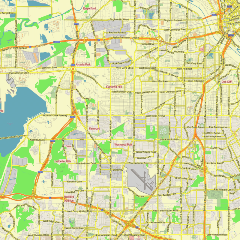 Dallas Texas US printable editable layered PDF Vector Map – Maps in ...