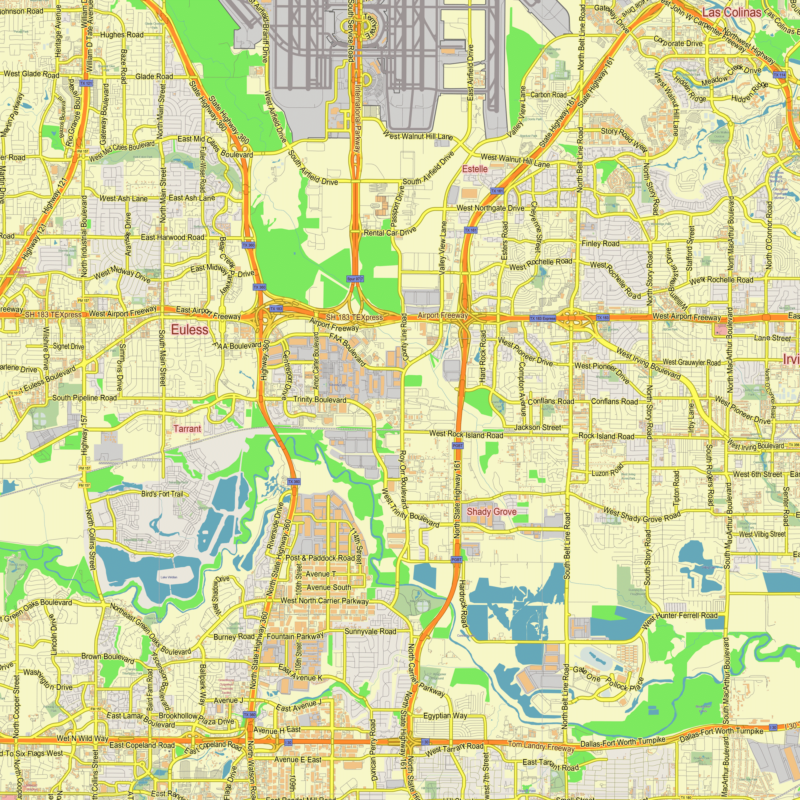 Dallas Texas US printable editable layered PDF Vector Map – Maps in ...