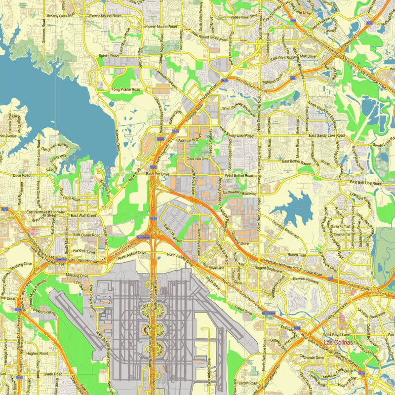 Dallas Texas US printable editable layered PDF Vector Map – Maps in ...