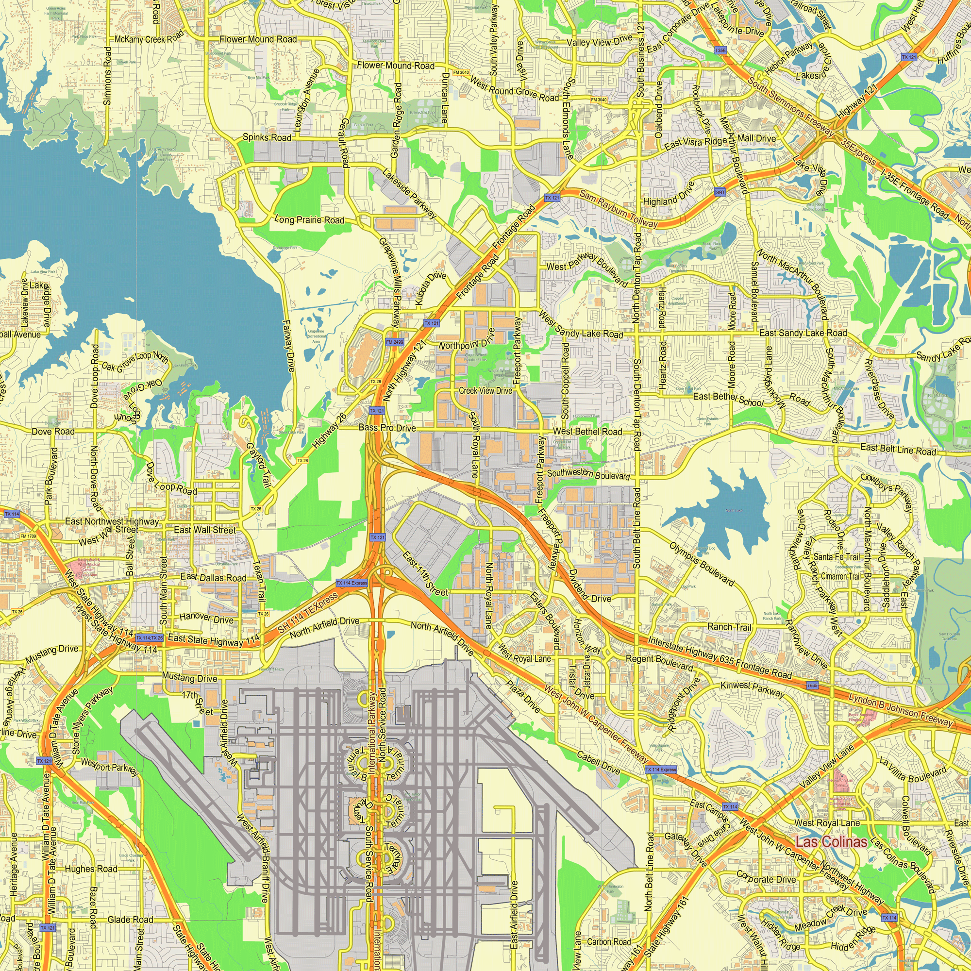 Dallas Texas US printable editable layered PDF Vector Map – Maps in ...