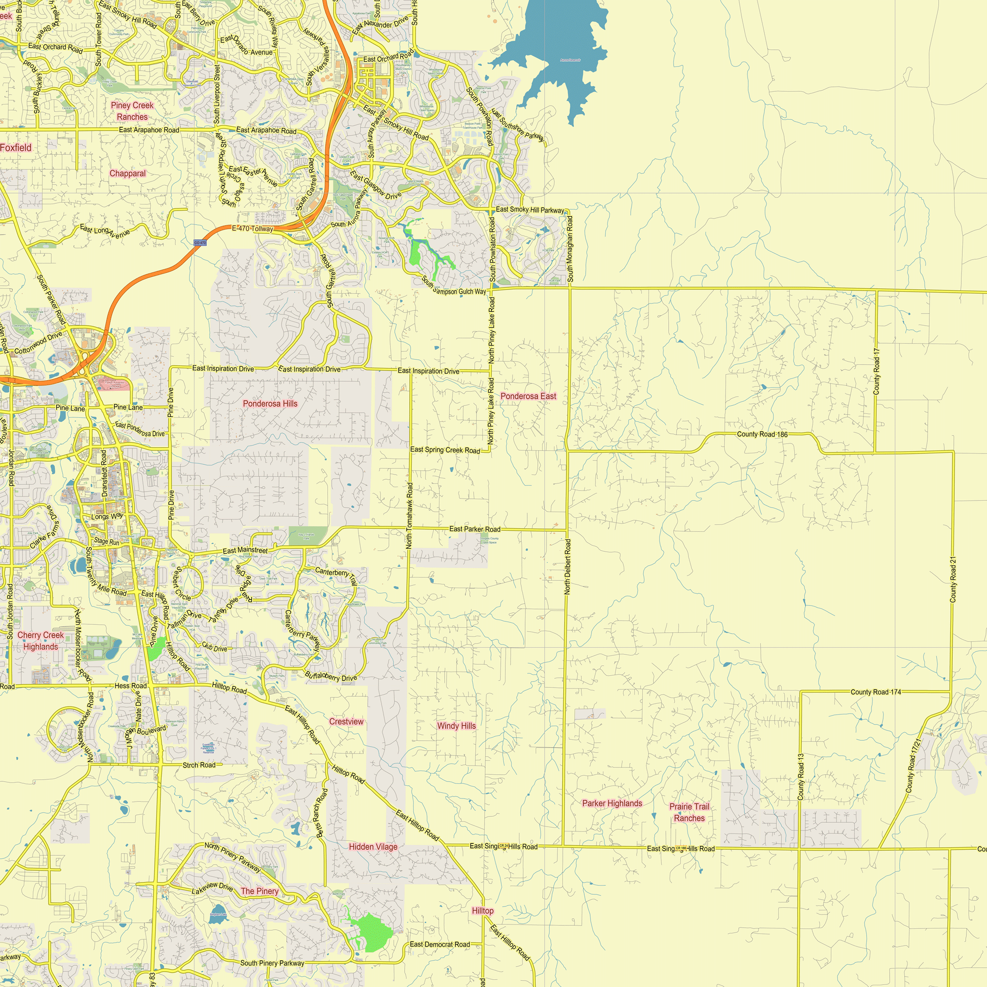 Denver Boulder Colorado US printable editable layered PDF Vector Map ...