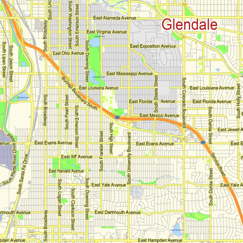 Denver Colorado US printable editable layered PDF Vector Map – Maps in ...