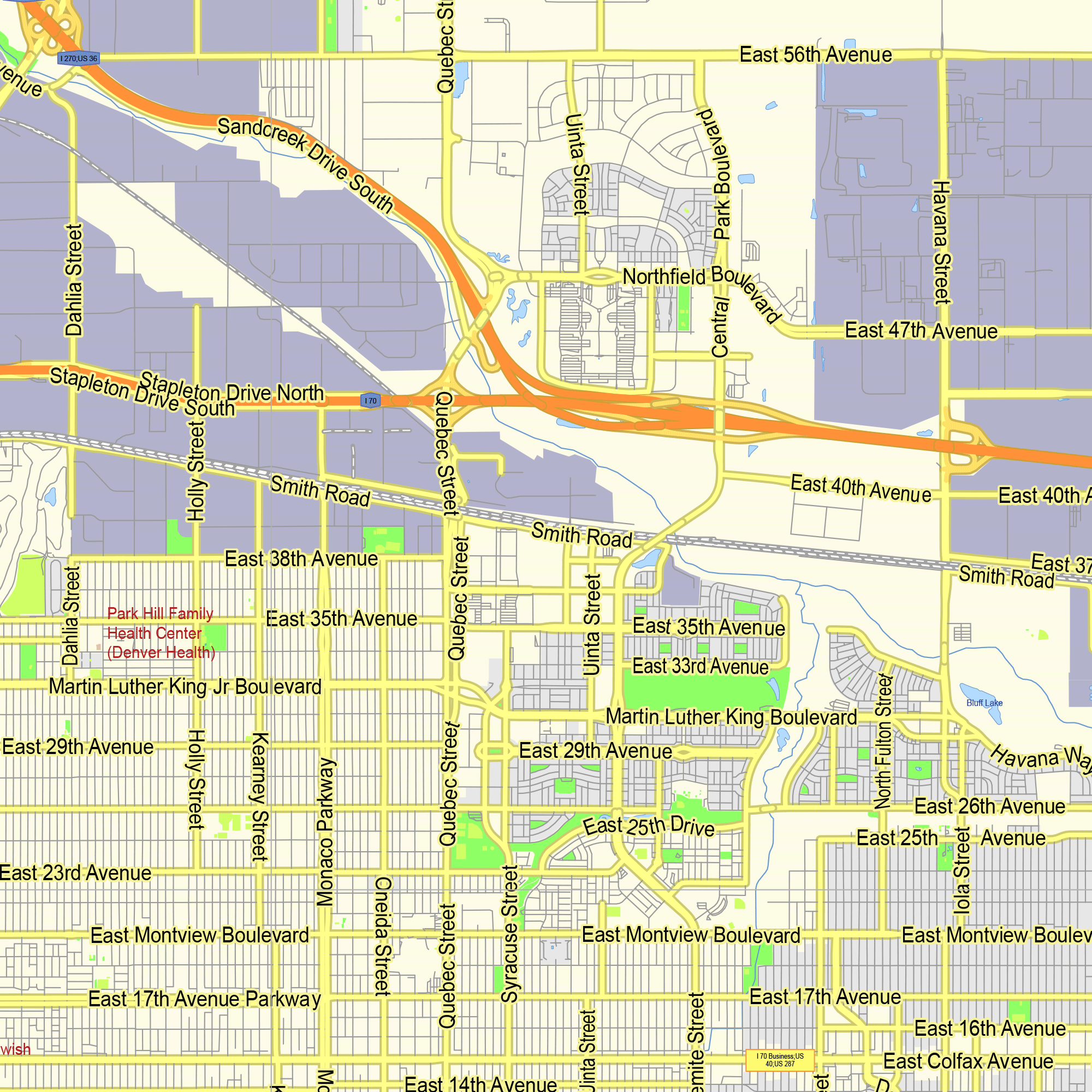 Denver Colorado US printable editable layered PDF Vector Map – Maps in ...