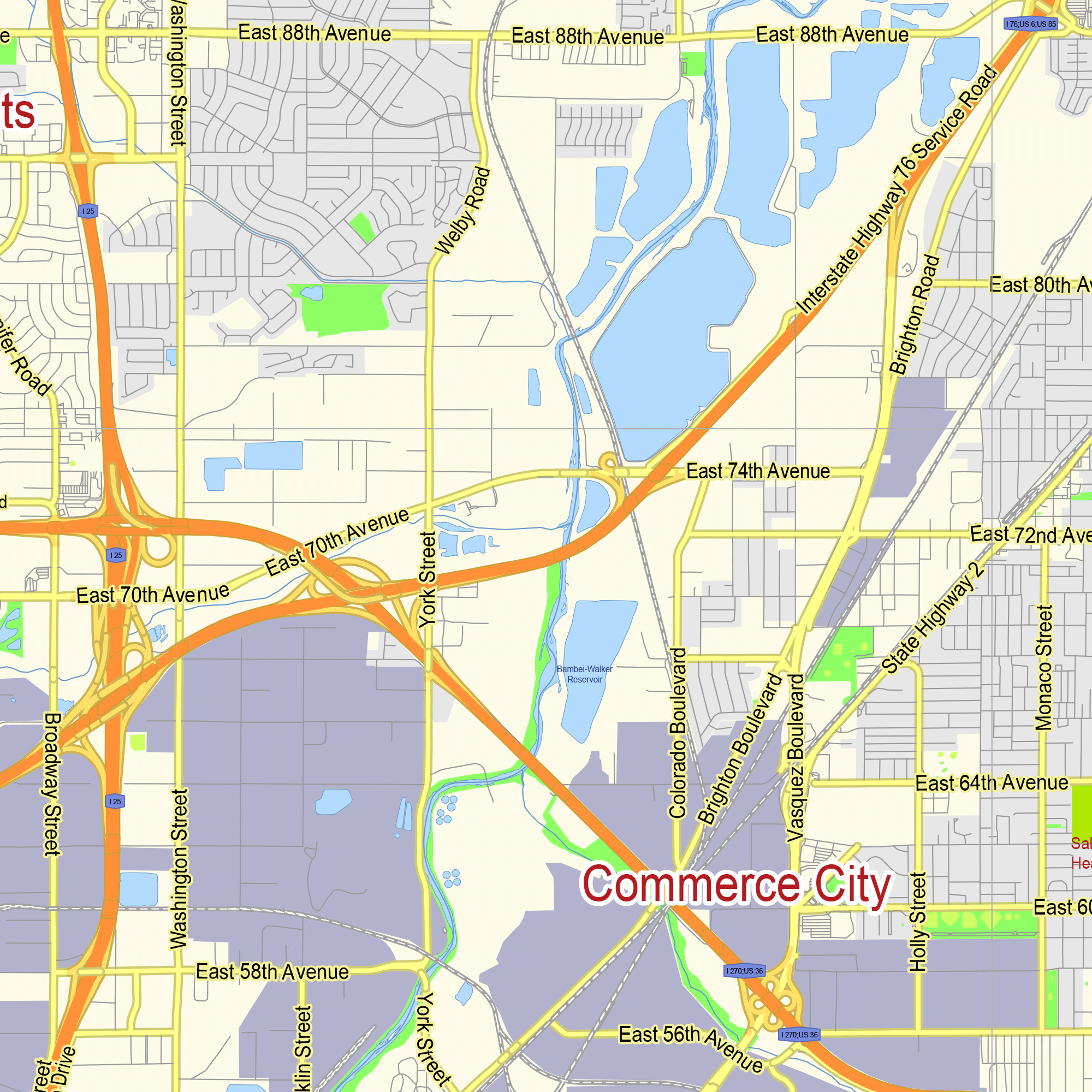 Denver Colorado US printable editable layered PDF Vector Map – Maps in ...