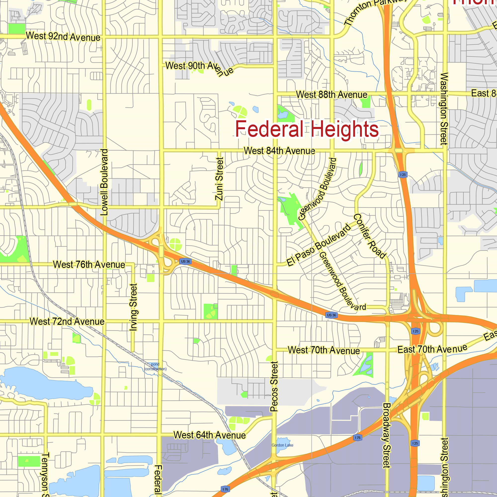 Denver Colorado US printable editable layered PDF Vector Map – Maps in ...