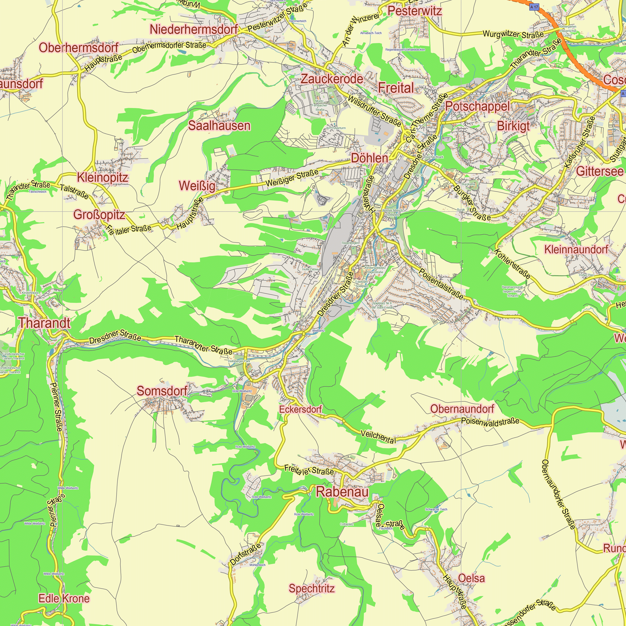 Dresden Germany printable editable layered PDF Vector Map