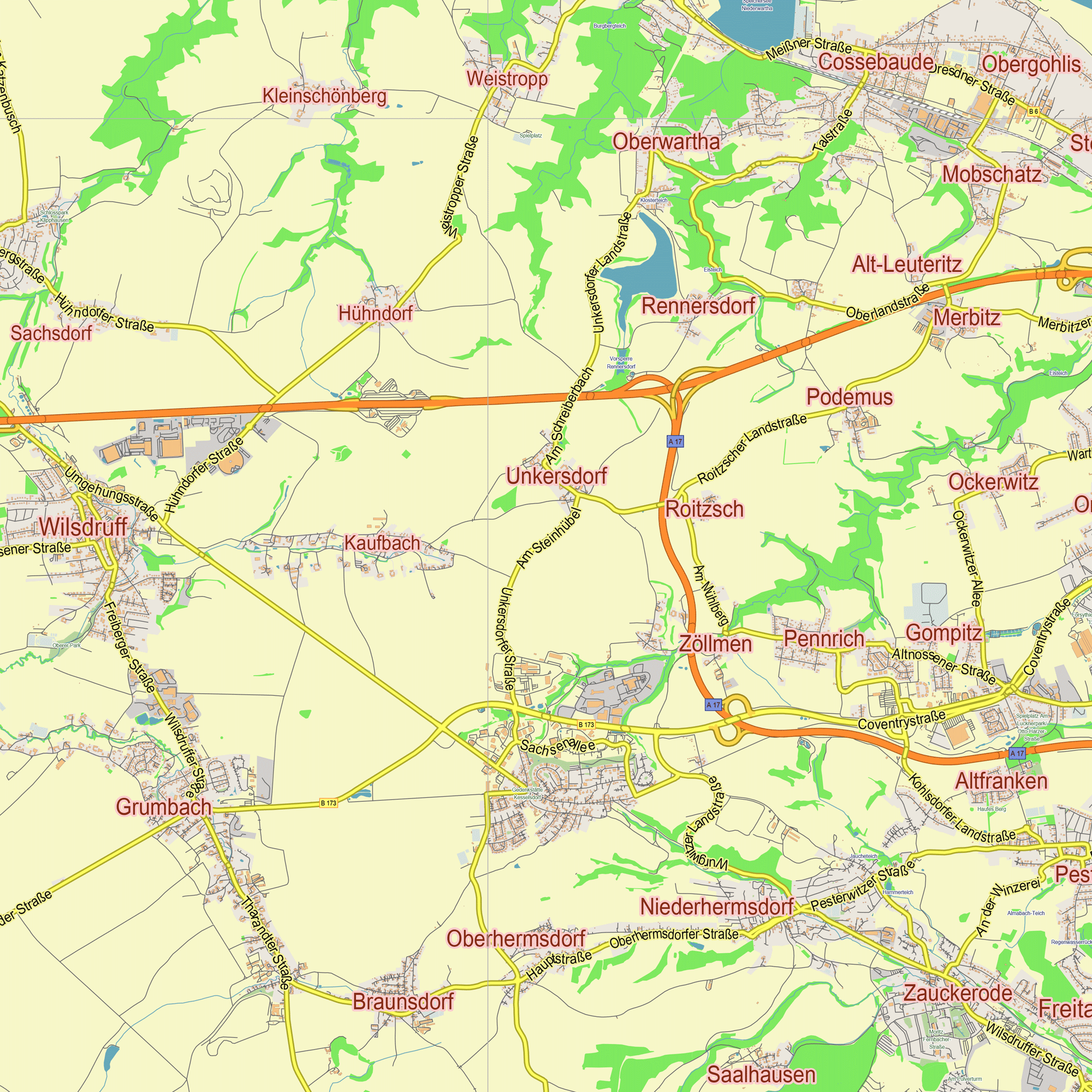 Dresden Germany printable editable layered PDF Vector Map