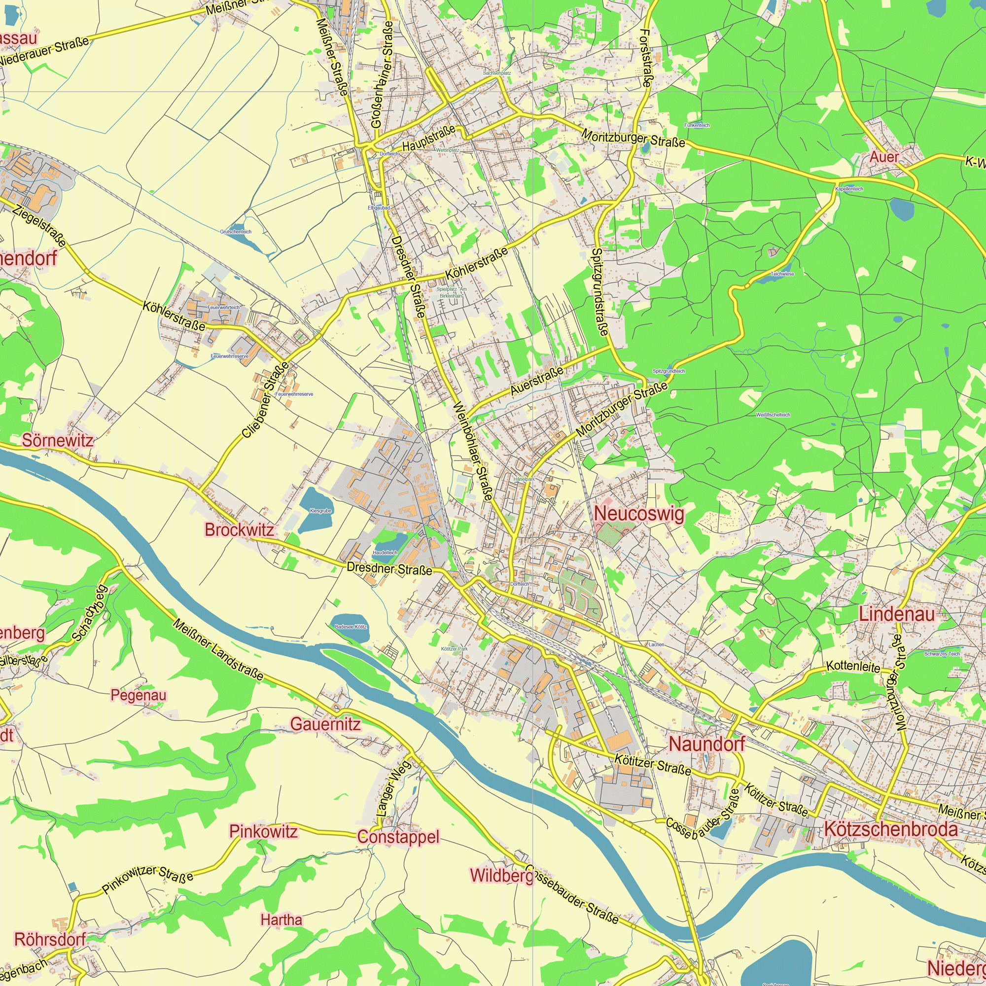 Dresden Germany printable editable layered PDF Vector Map