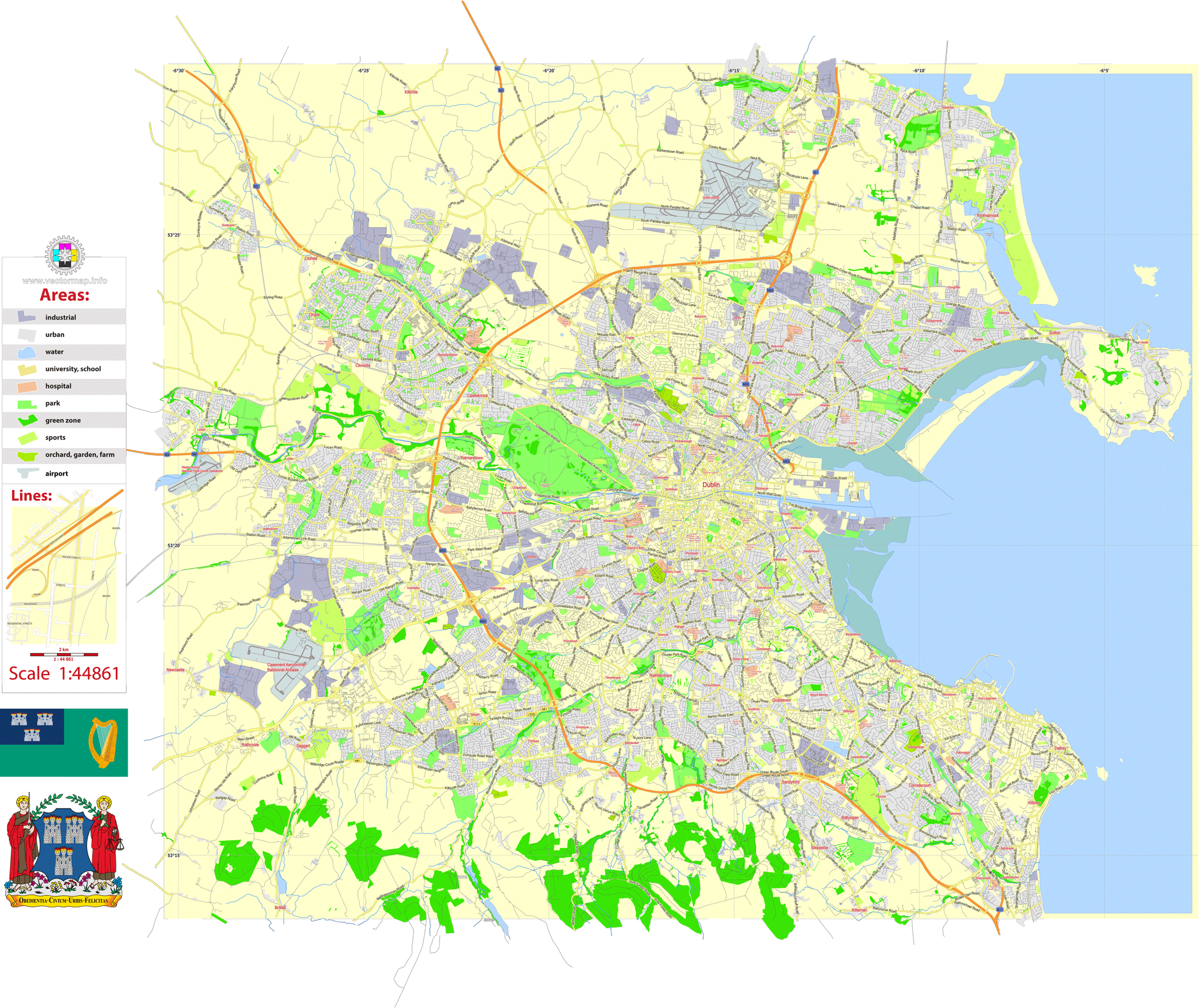 Dublin Ireland Printable Editable Layered PDF Vector Map Dublin Ireland Printable Editable Layered PDF Vector Map