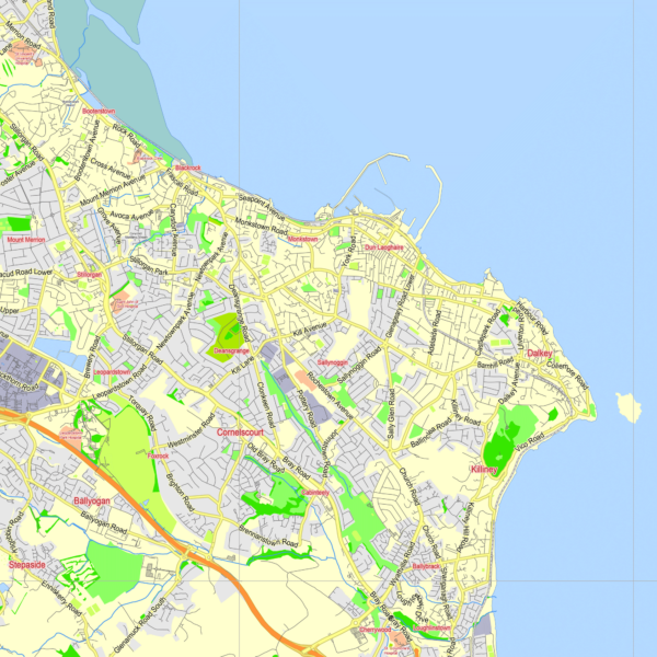 Dublin Ireland printable editable layered PDF Vector Map