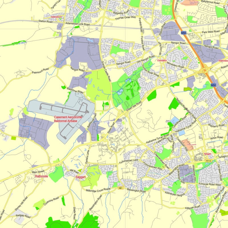 Dublin Ireland printable editable layered PDF Vector Map