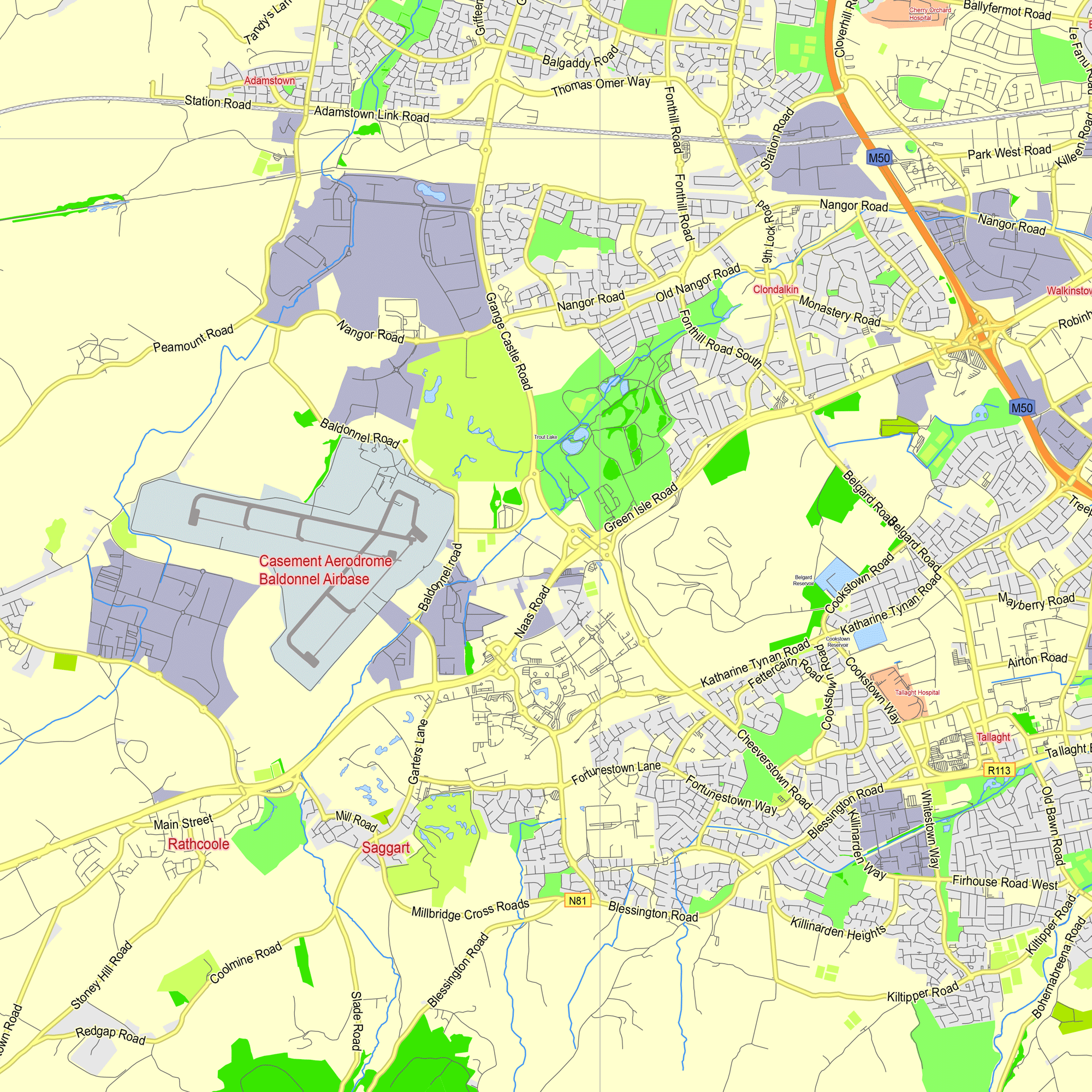 Dublin Ireland printable editable layered PDF Vector Map