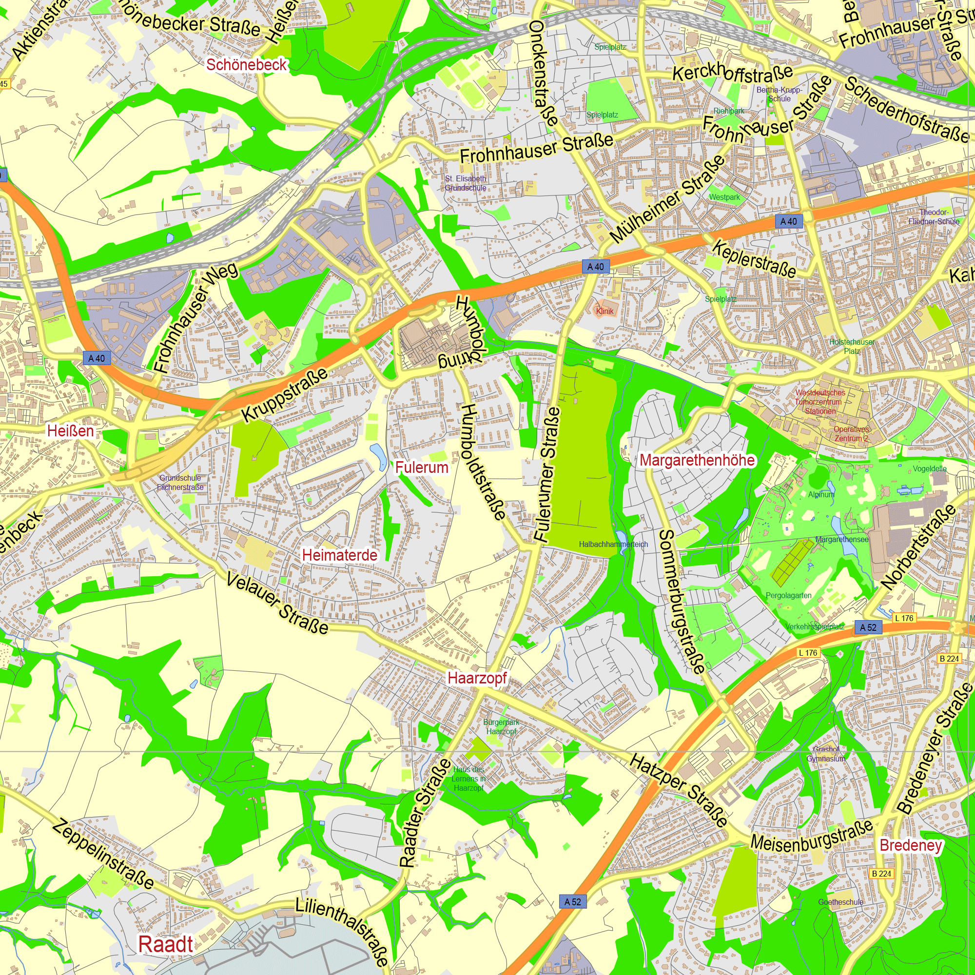 Essen Germany printable editable layered PDF Vector Map – Maps in ...