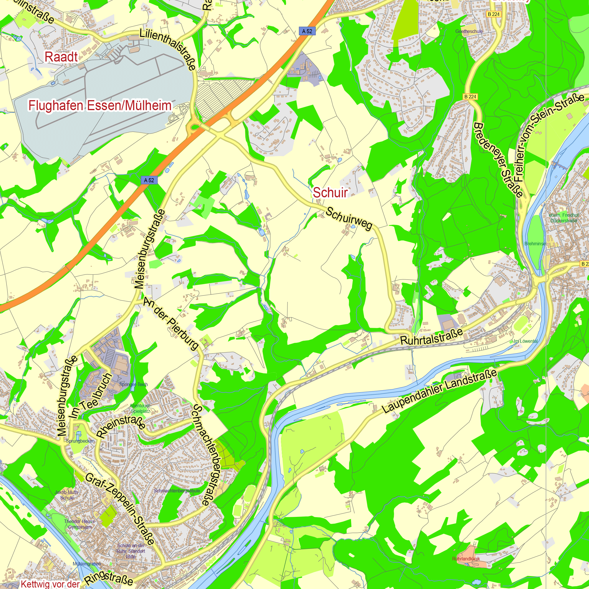 Essen Germany printable editable layered PDF Vector Map – Maps in ...