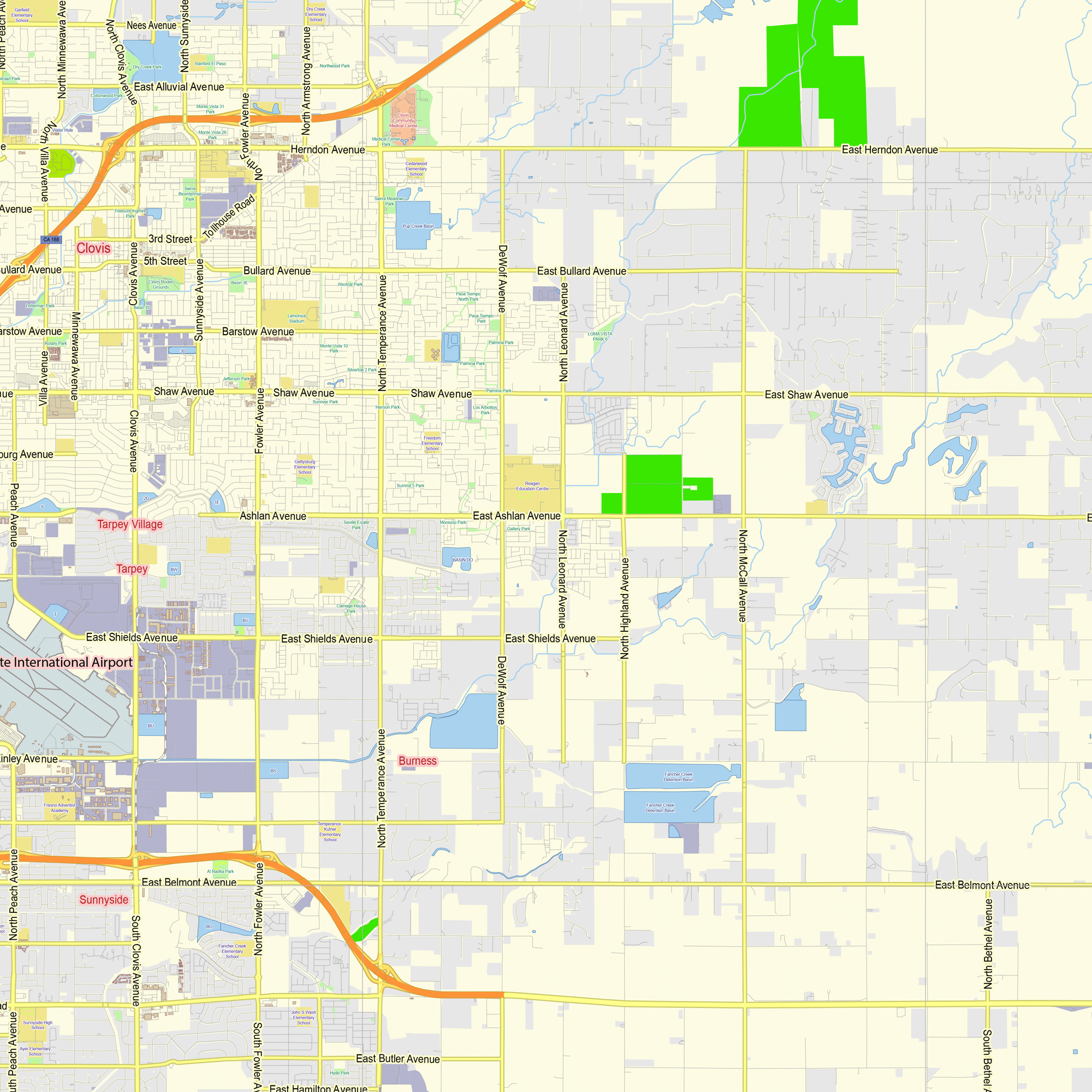 Fresno California US printable editable layered PDF Vector Map – Maps ...