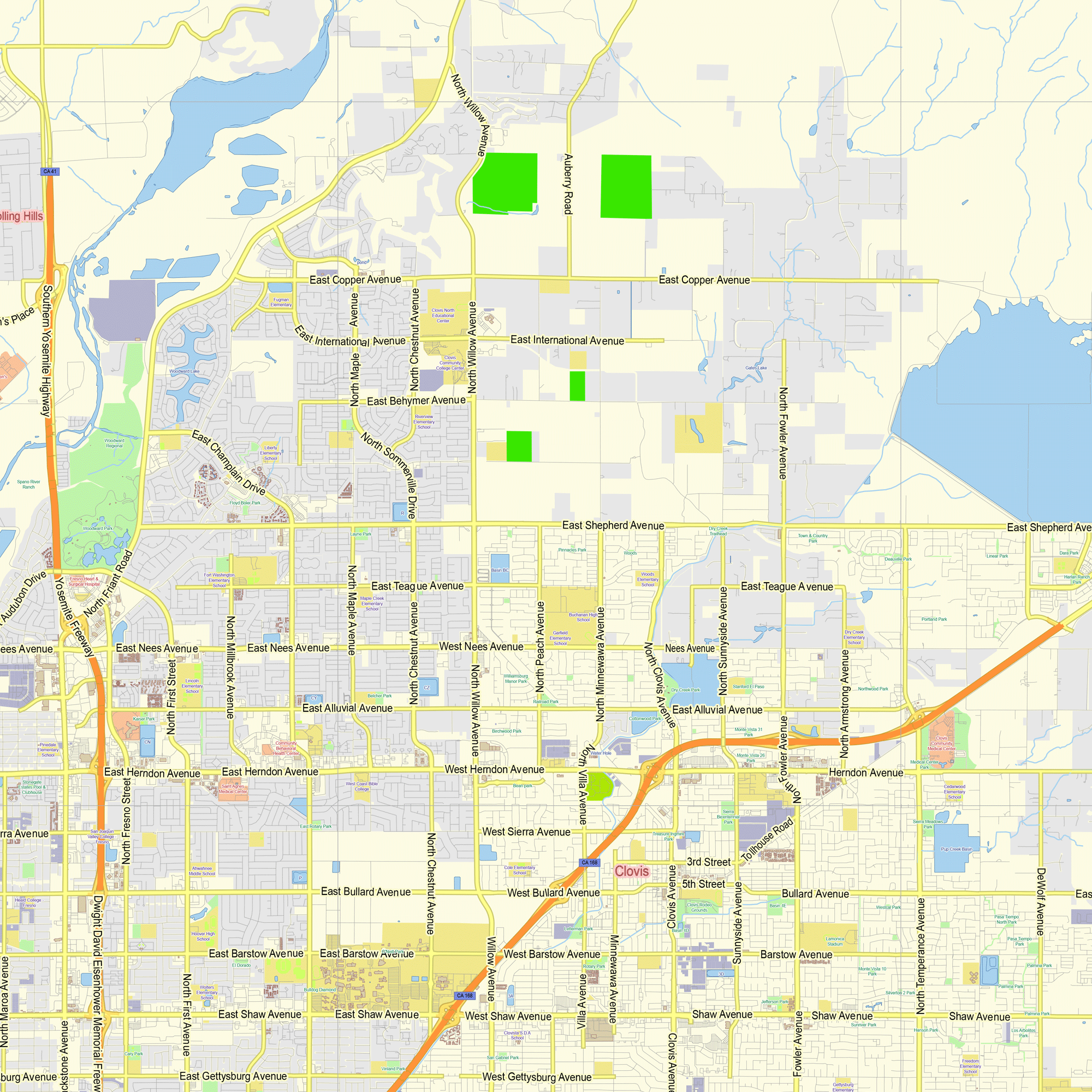 Fresno California US printable editable layered PDF Vector Map – Maps ...
