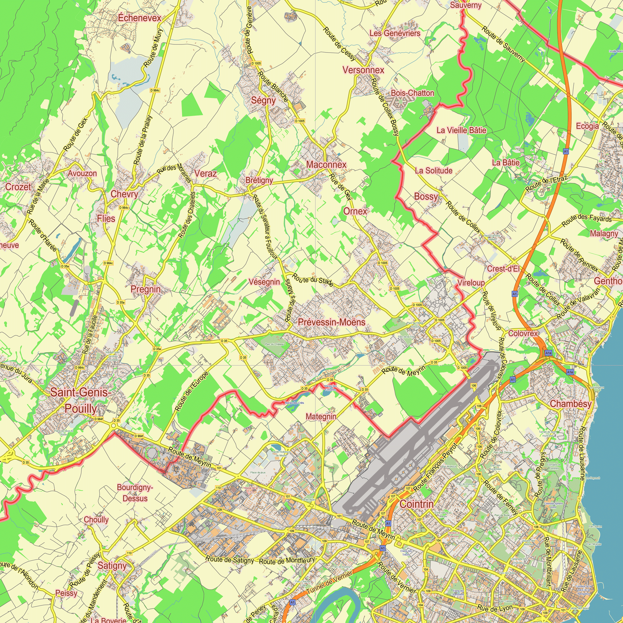 Geneva Switzerland printable editable layered PDF Vector Map – Maps in ...