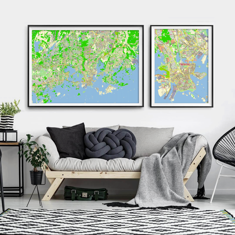 Helsinki Finland printable editable layered PDF Vector Map – Maps in ...