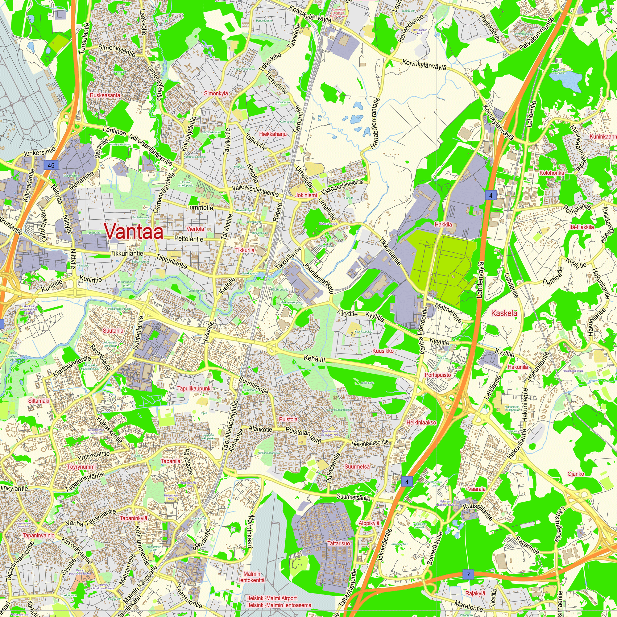 Helsinki Finland printable editable layered PDF Vector Map – Maps in ...