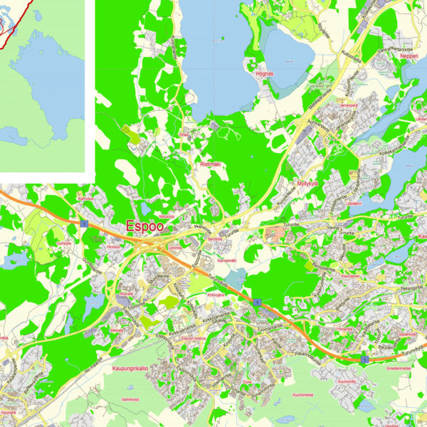 Helsinki Finland printable editable layered PDF Vector Map – Maps in ...