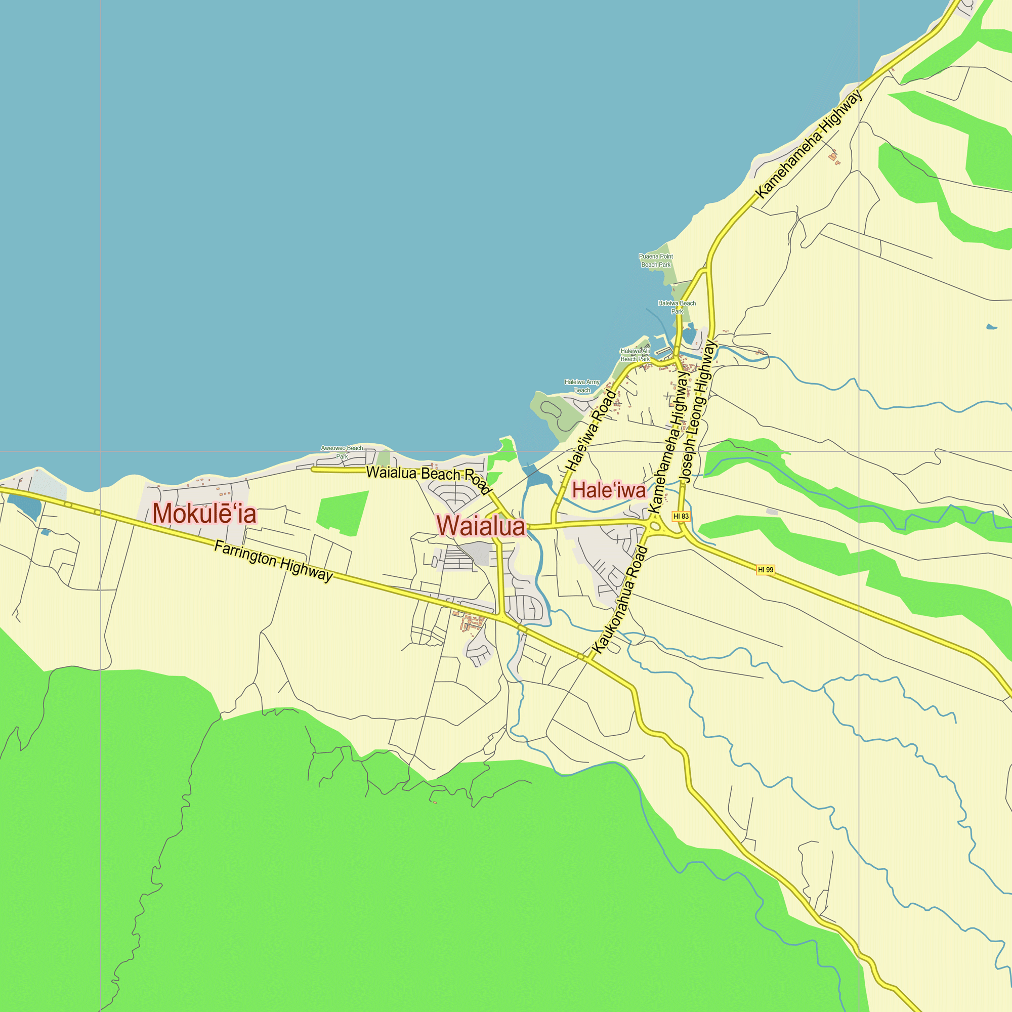 Honolulu Hawaii US printable editable layered PDF Vector Map – Maps in ...