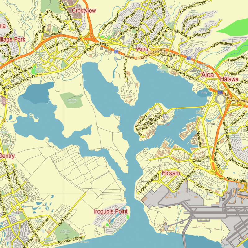 Honolulu Hawaii US printable editable layered PDF Vector Map – Maps in ...