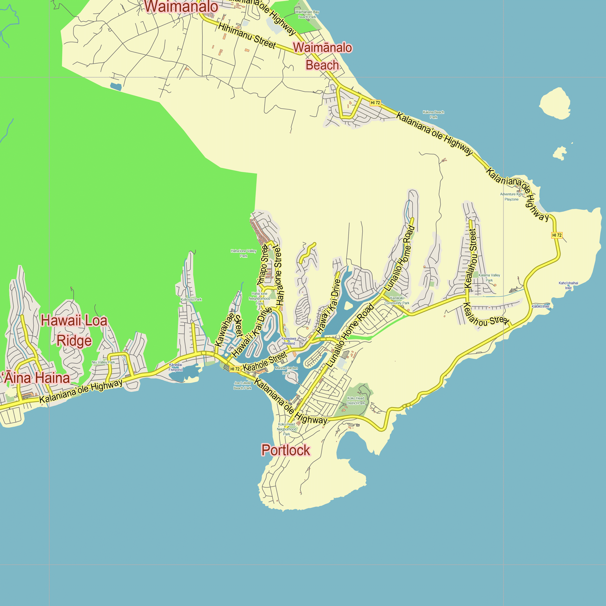 Honolulu Hawaii US printable editable layered PDF Vector Map – Maps in ...
