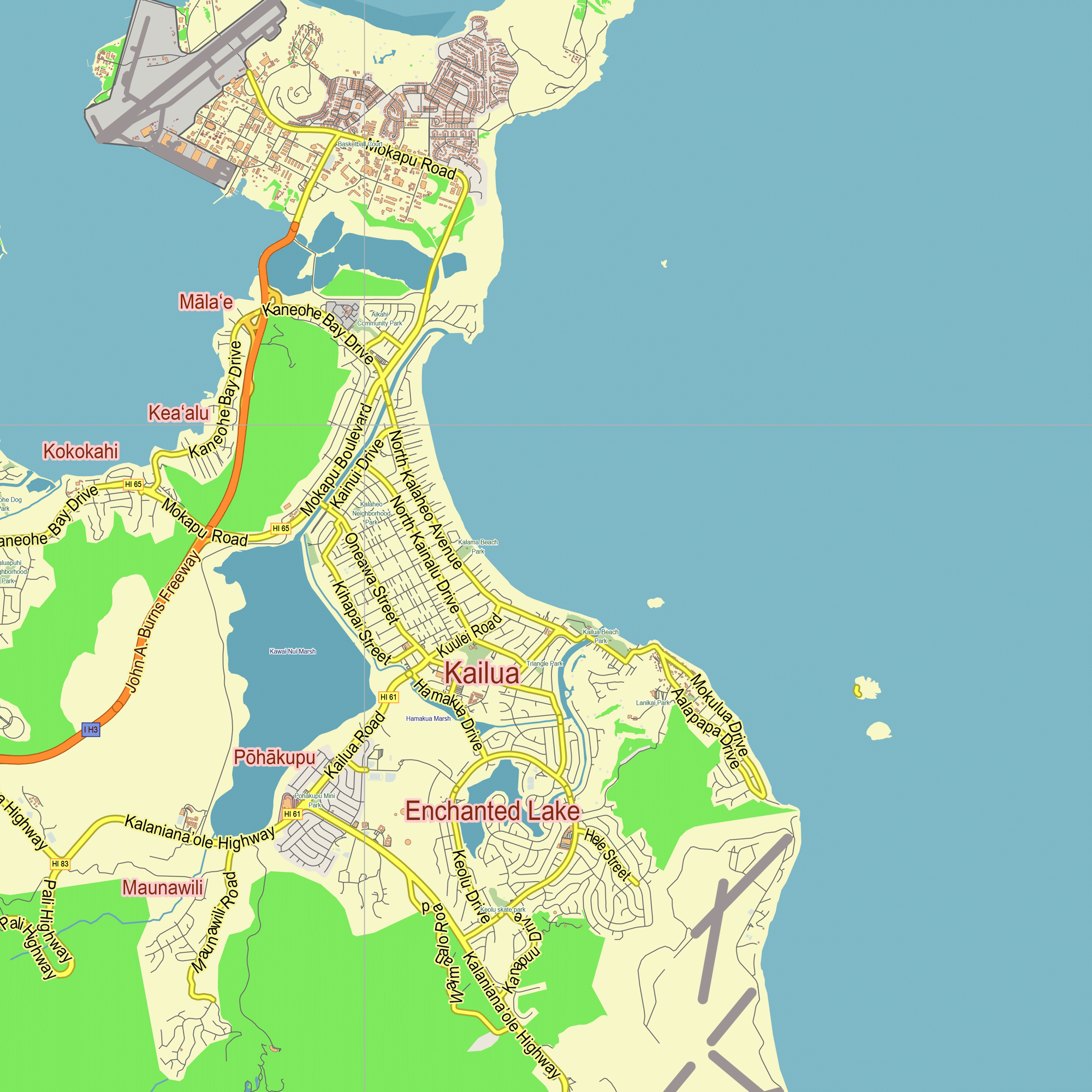 Honolulu Hawaii US printable editable layered PDF Vector Map – Maps in ...