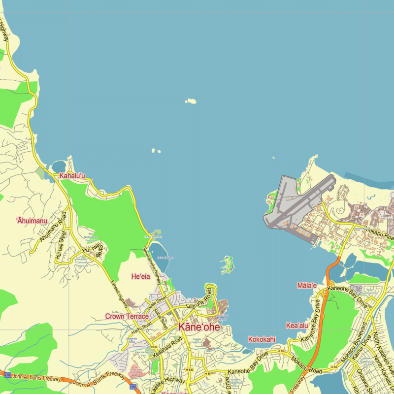 Honolulu Hawaii US printable editable layered PDF Vector Map – Maps in ...