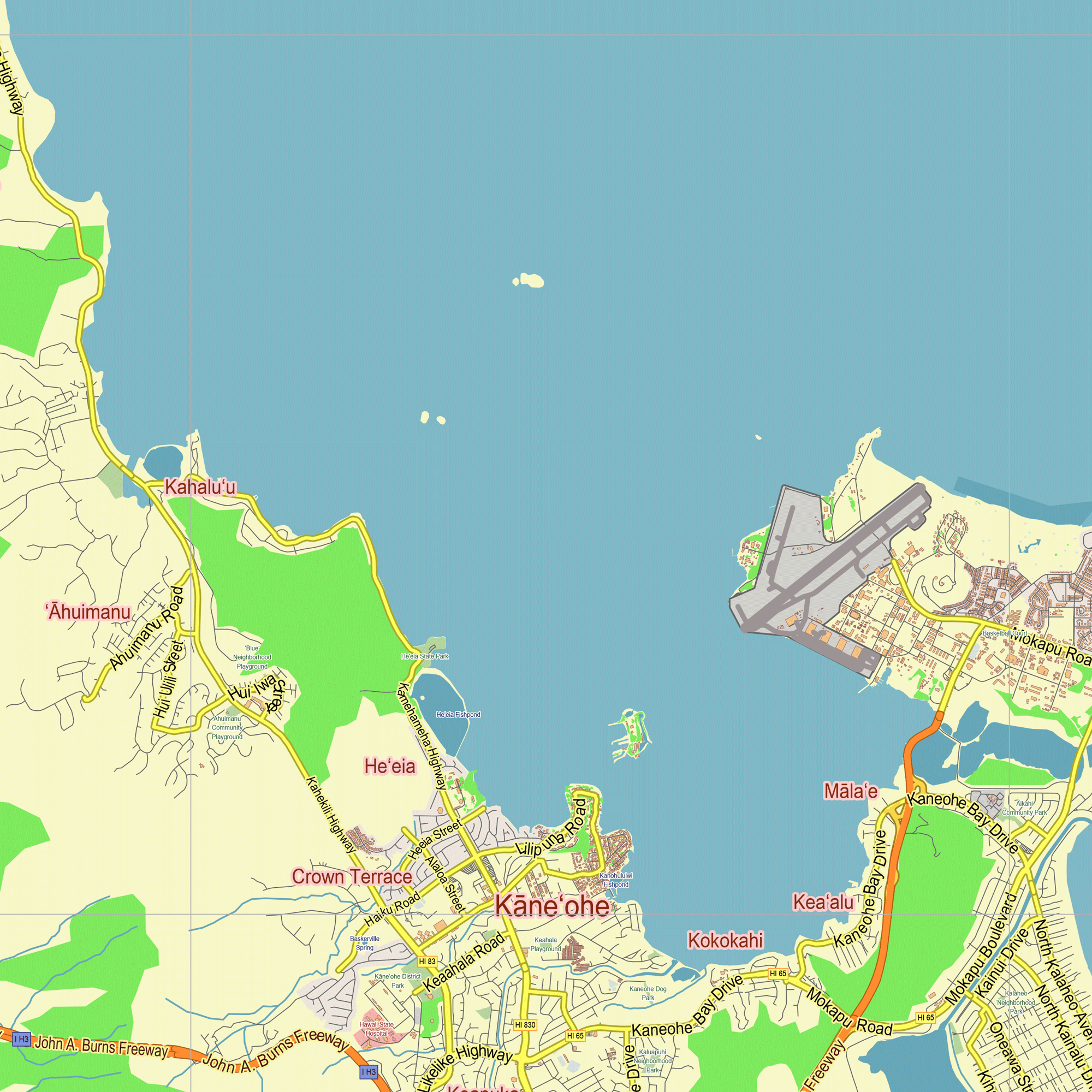 Honolulu Hawaii US printable editable layered PDF Vector Map – Maps in ...