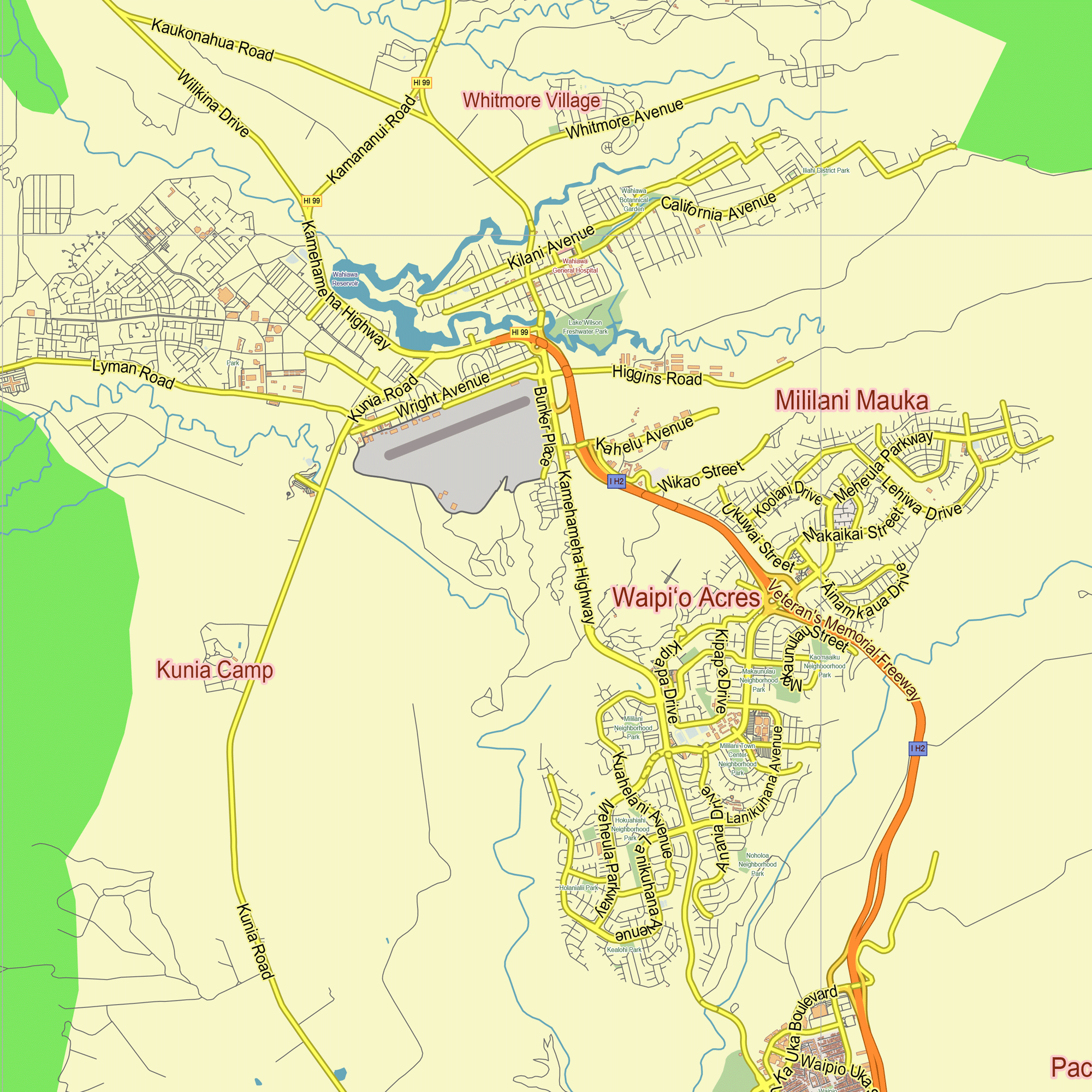Honolulu Hawaii US printable editable layered PDF Vector Map – Maps in ...