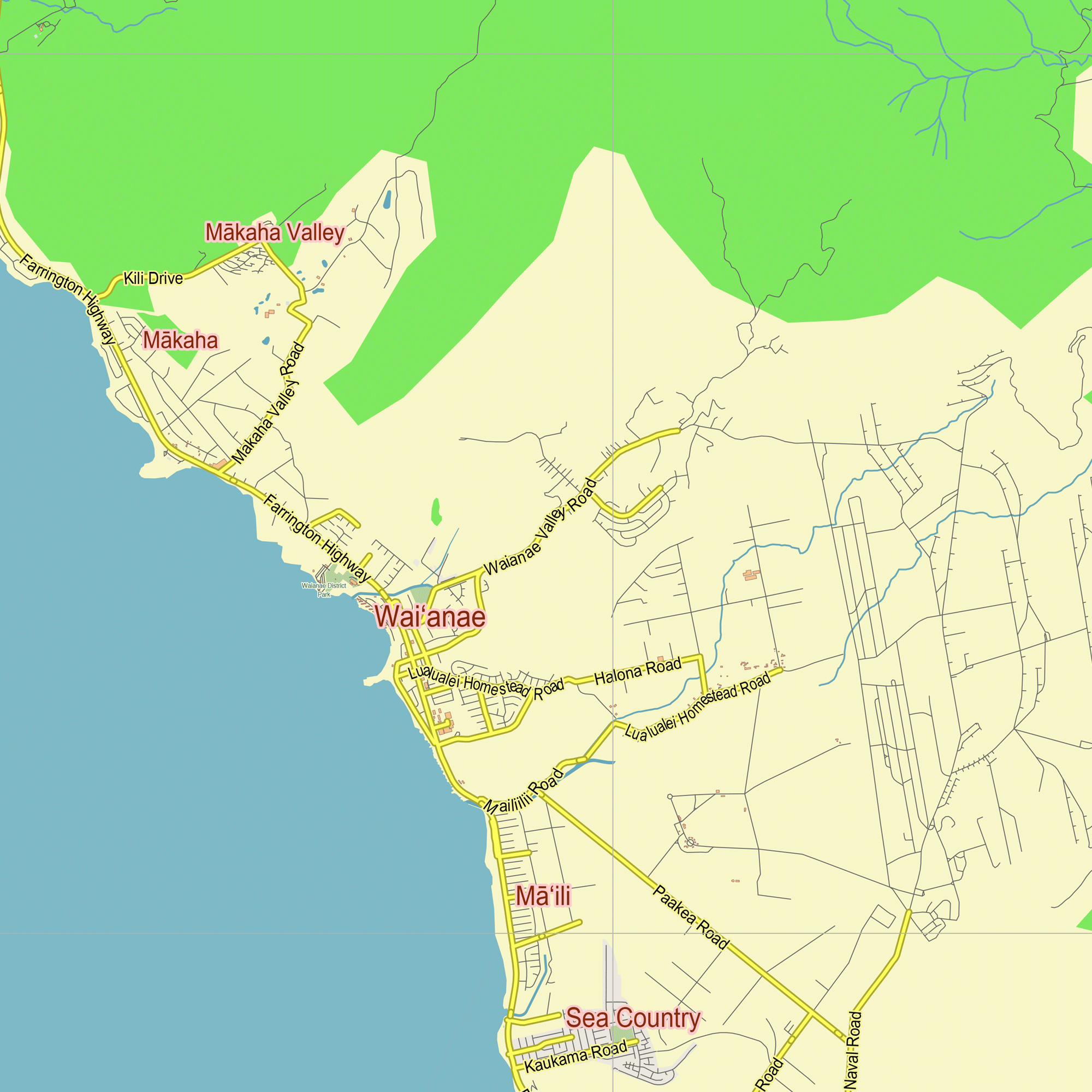 Honolulu Hawaii US printable editable layered PDF Vector Map – Maps in ...
