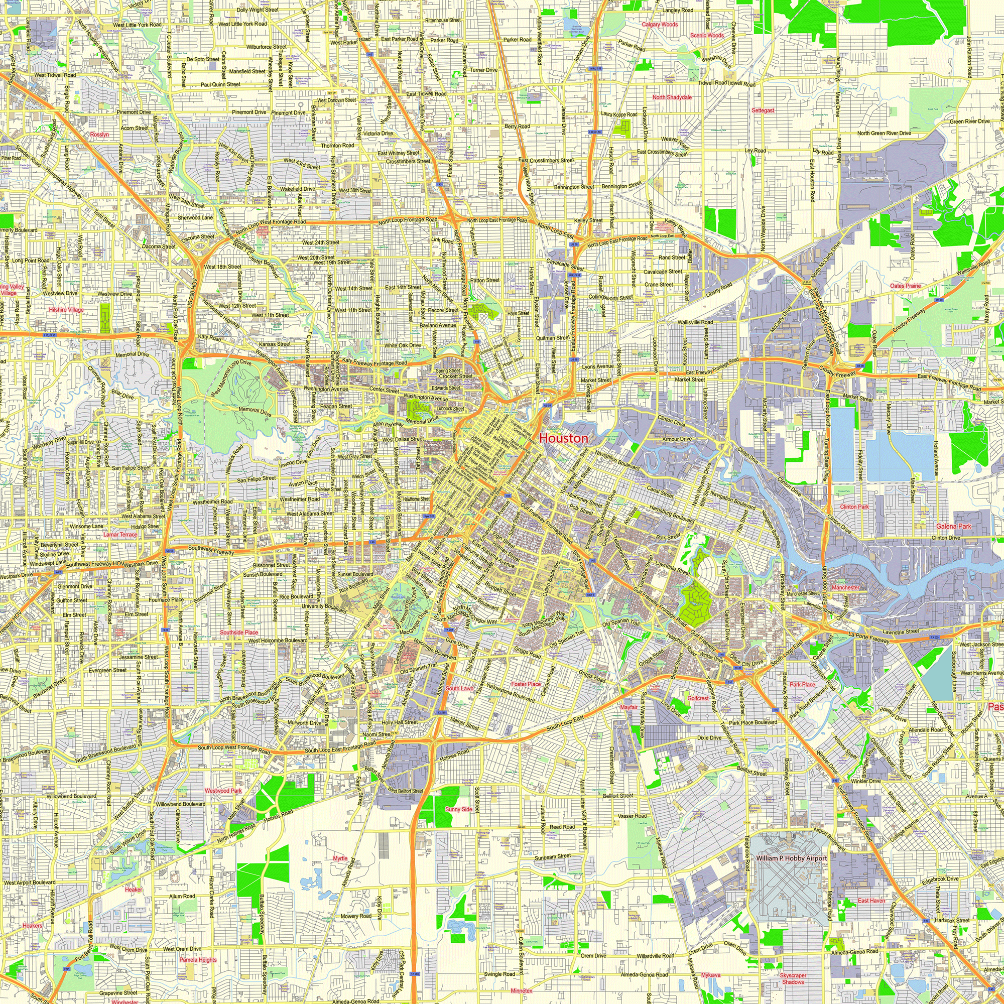 Houston Texas US printable editable layered PDF Vector Map – Maps in ...