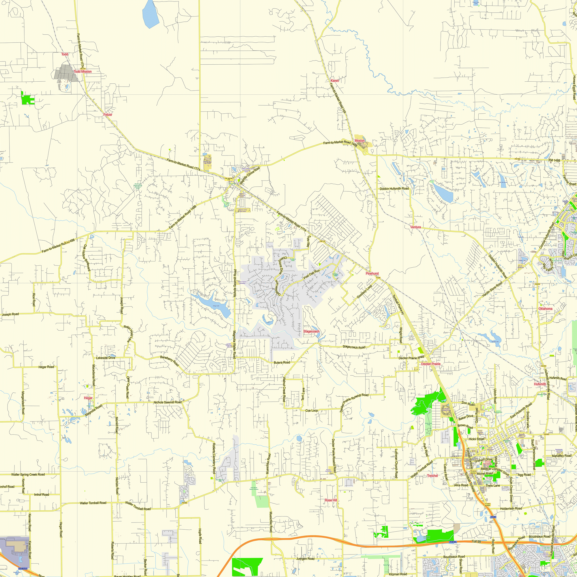 Houston Texas US printable editable layered PDF Vector Map